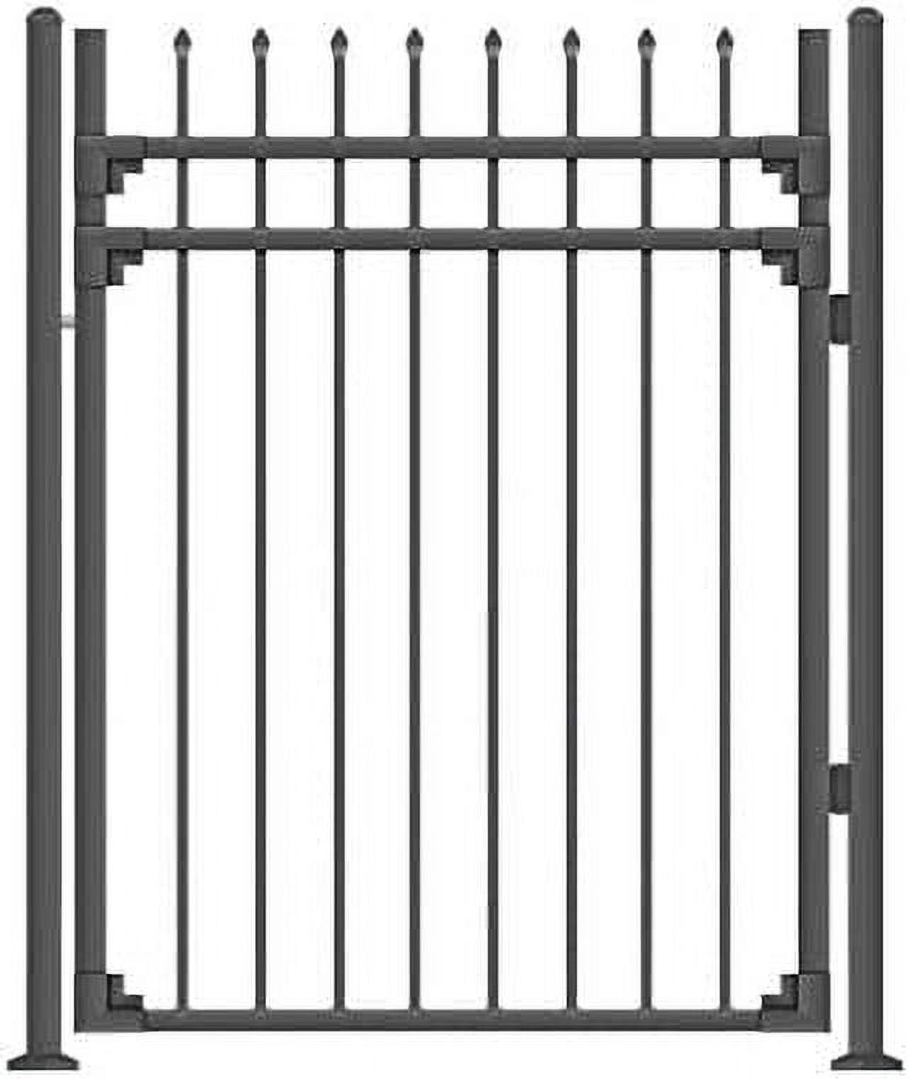 Xcel Fence Aspen Style 3-Rail Steel Fence Gate, Powder-Coated Black ...