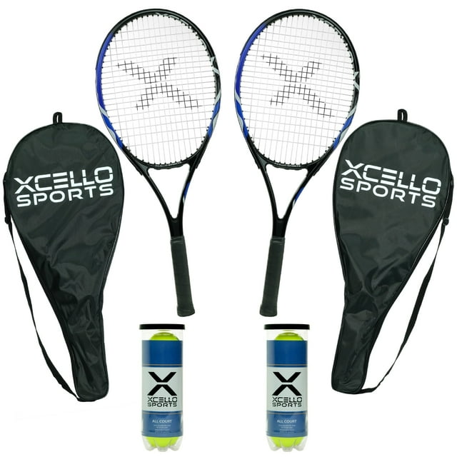 Xcello Sports 2-Player Aluminum Youth Tennis Racket Set, Includes Two ...