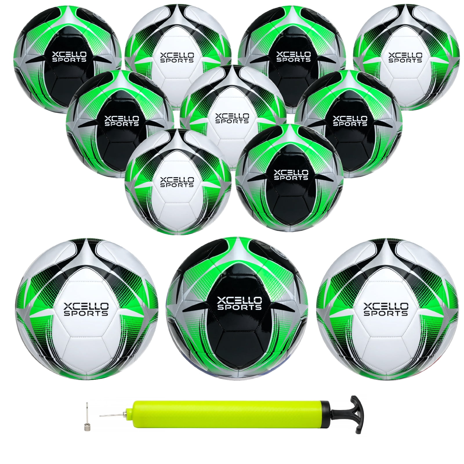Xcello Sports Soccer Ball (Black/Green/Silver, White/Green/Silver) w ...