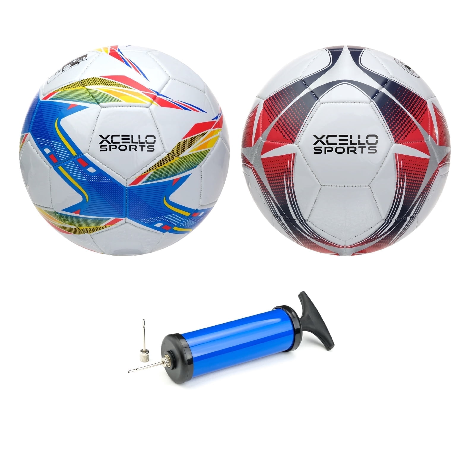 Xcello Sports Youth Soccer Ball Size 4, Pack of 2 with Pump, Multicolor ...