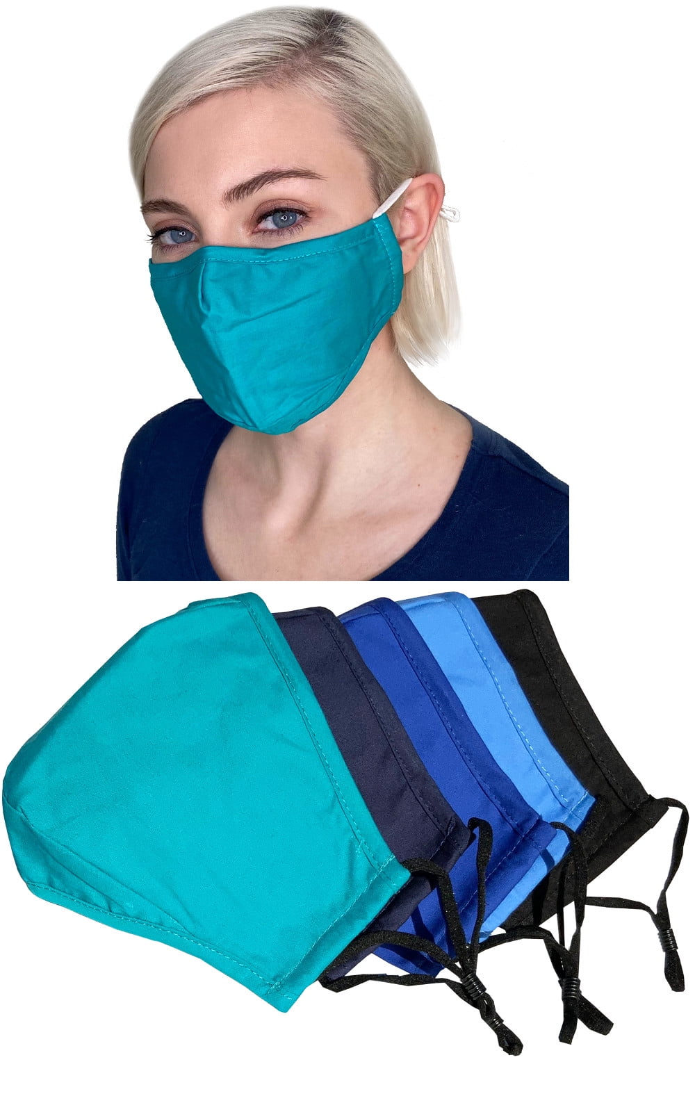 Xchime Adjustable Face Mask with Filter Pocket, Multicolor, 5 Pack, 4 ...