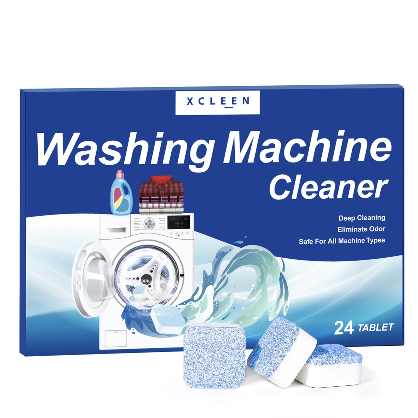 Xcleen Washing Machine Cleaner Tablets 24 Count, Fresh Clean Deodorizer ...