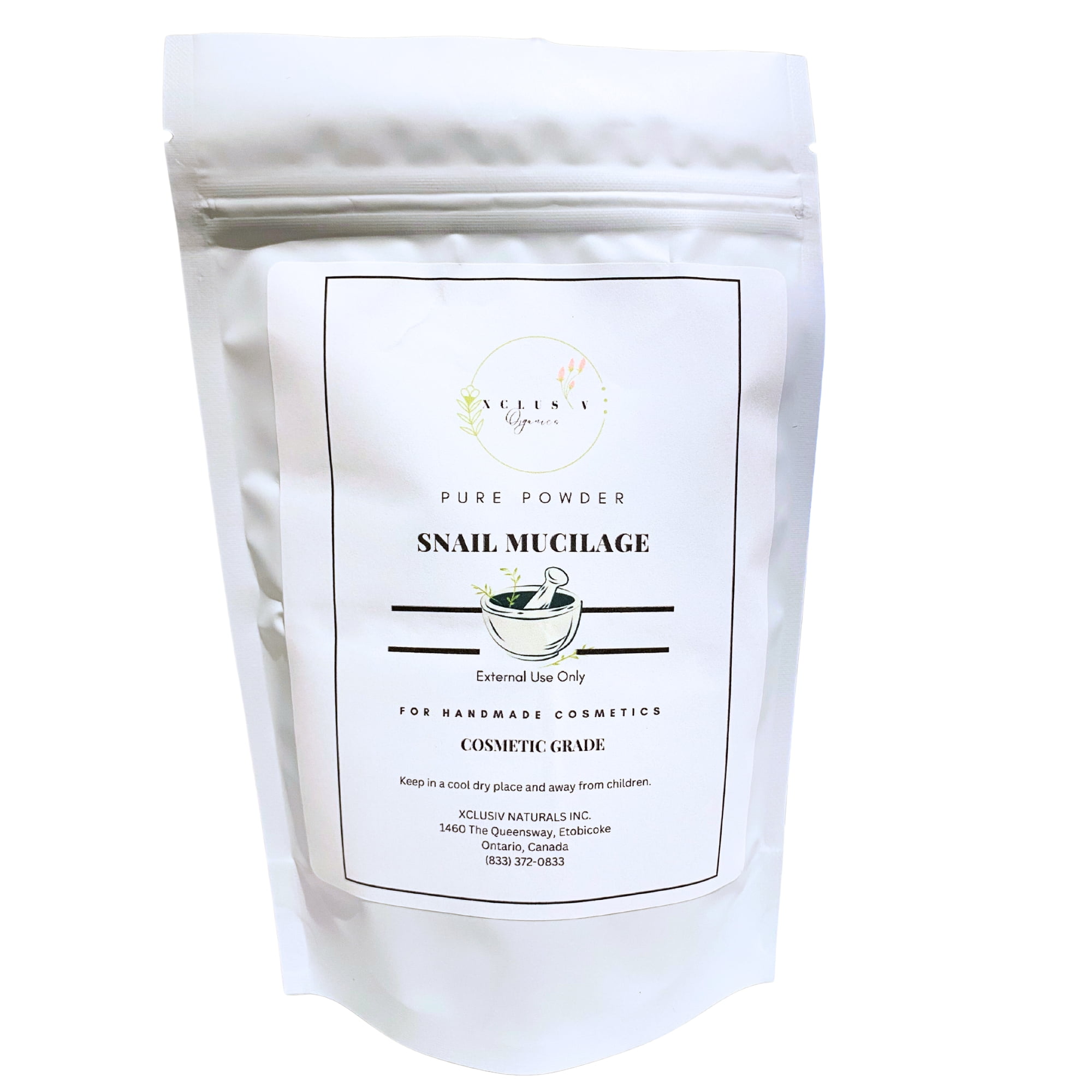 Xclusiv Organics Pure Snail Mucilage Powder 100% Cosmetic Grade Snail ...