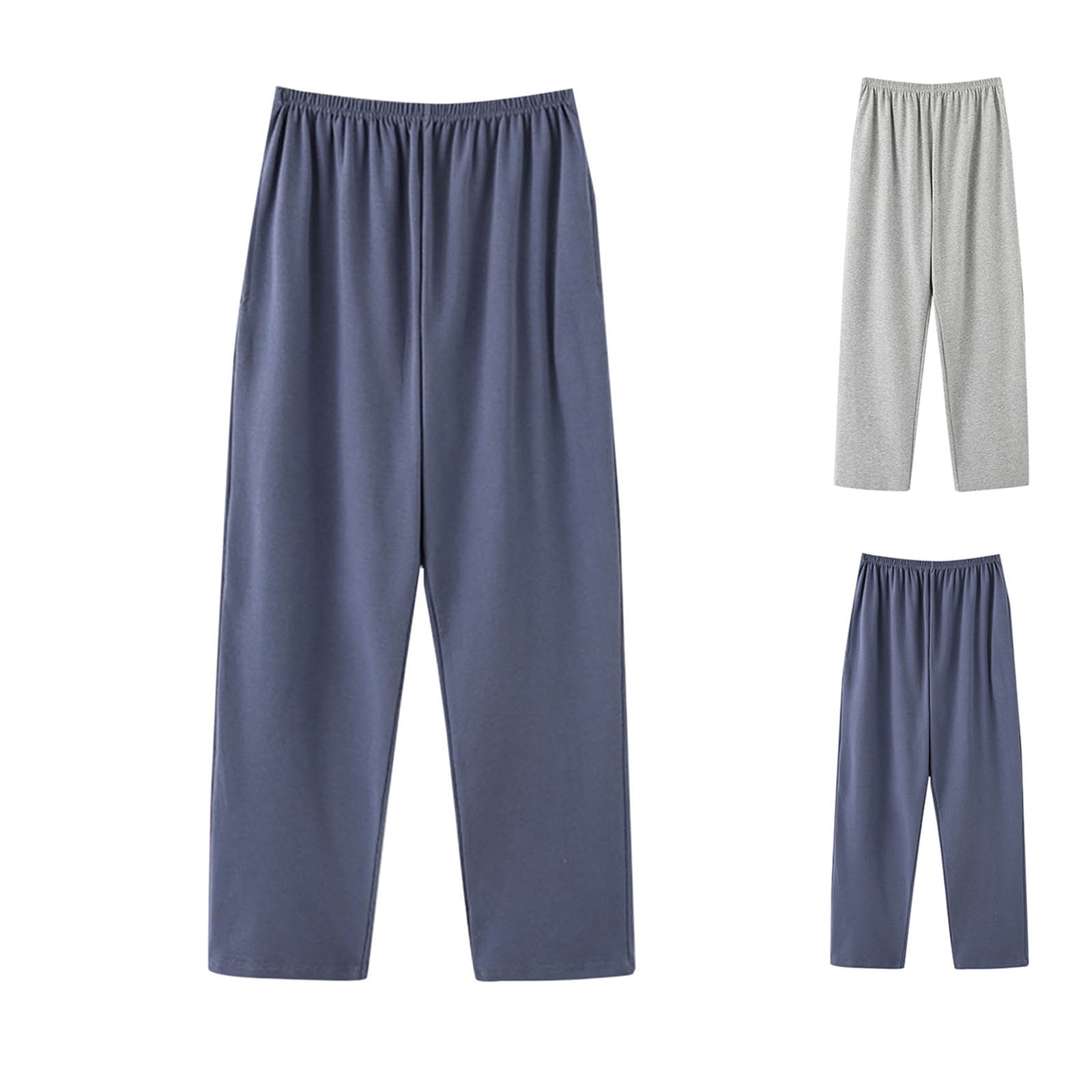 Xcmzpl Big and Tall Mens Cotton Pjs Pants Elastic Waist Baggy Straight ...