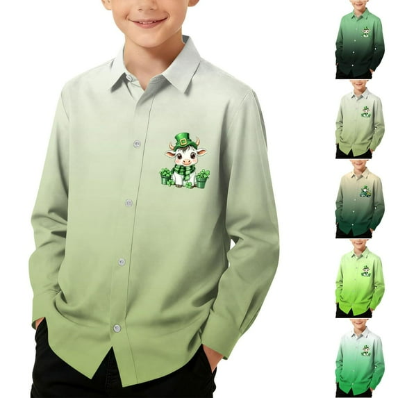 Xcmzpl Boys St Patricks Day Shirt Long Sleeve Button Down Collared ...