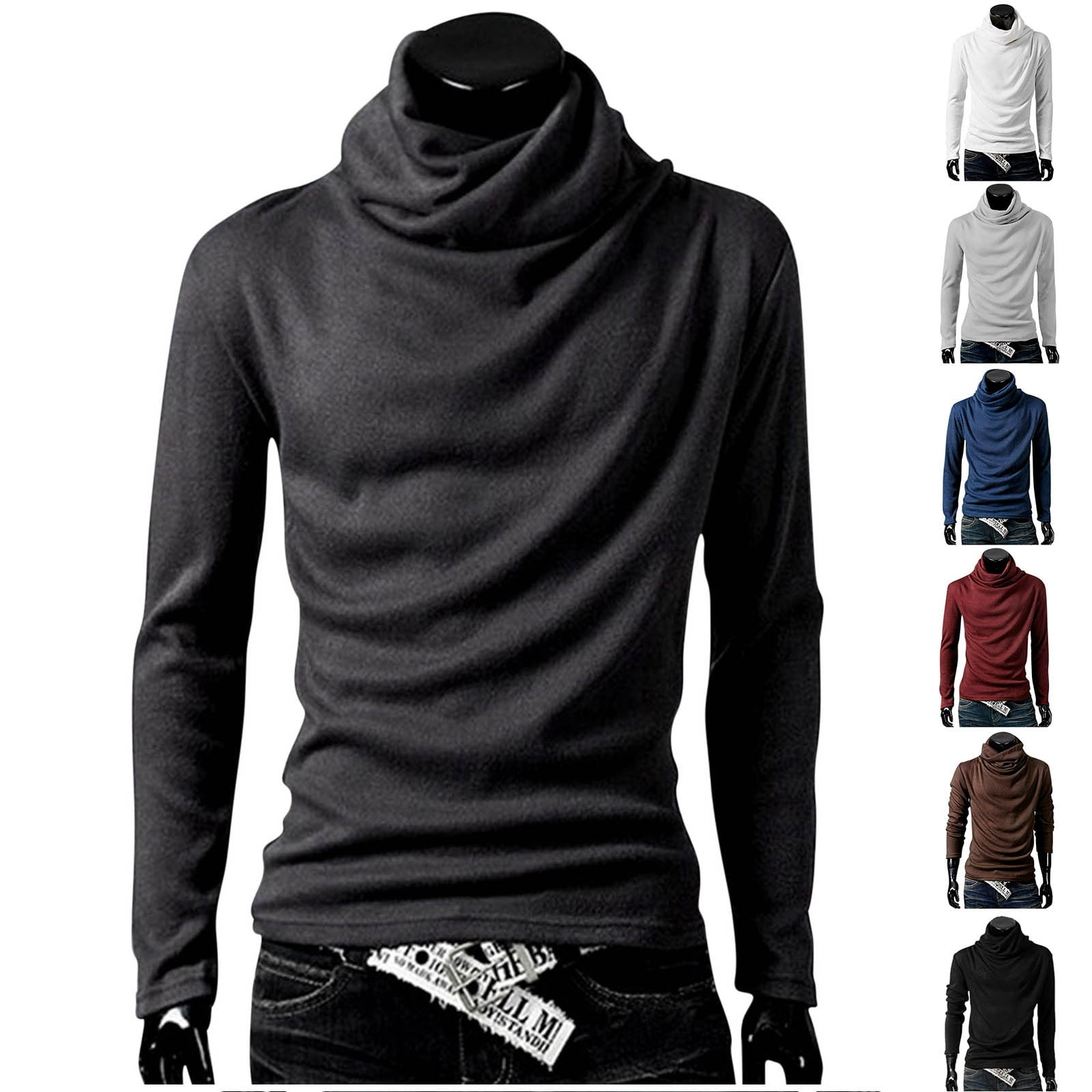 Xcmzpl Casual Turtleneck Sweaters for Mens Knitted Thermal Long Sleeve ...