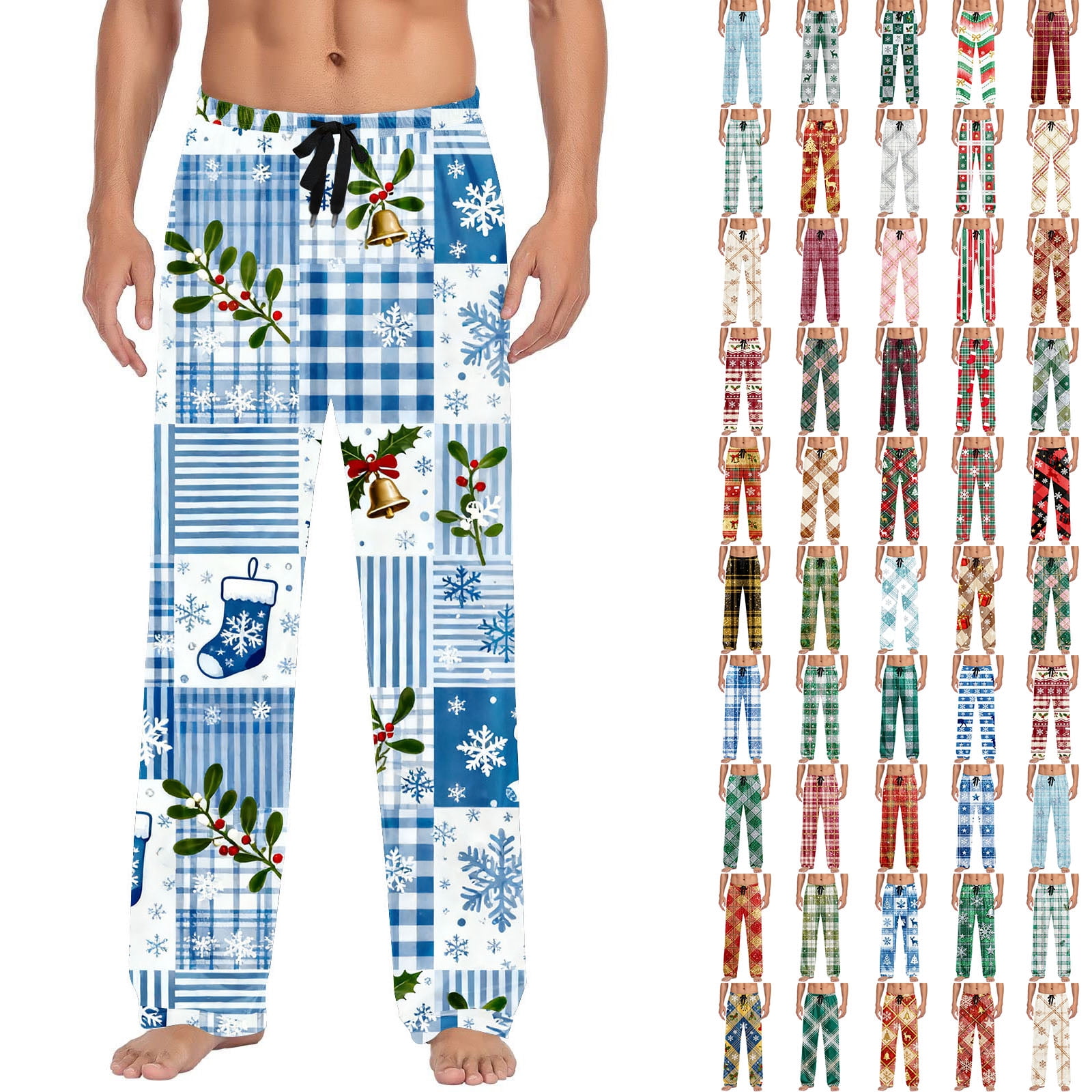 Xcmzpl Men's Flannel Pajama Pants Christmas Gnome Snowflakes Sleep ...