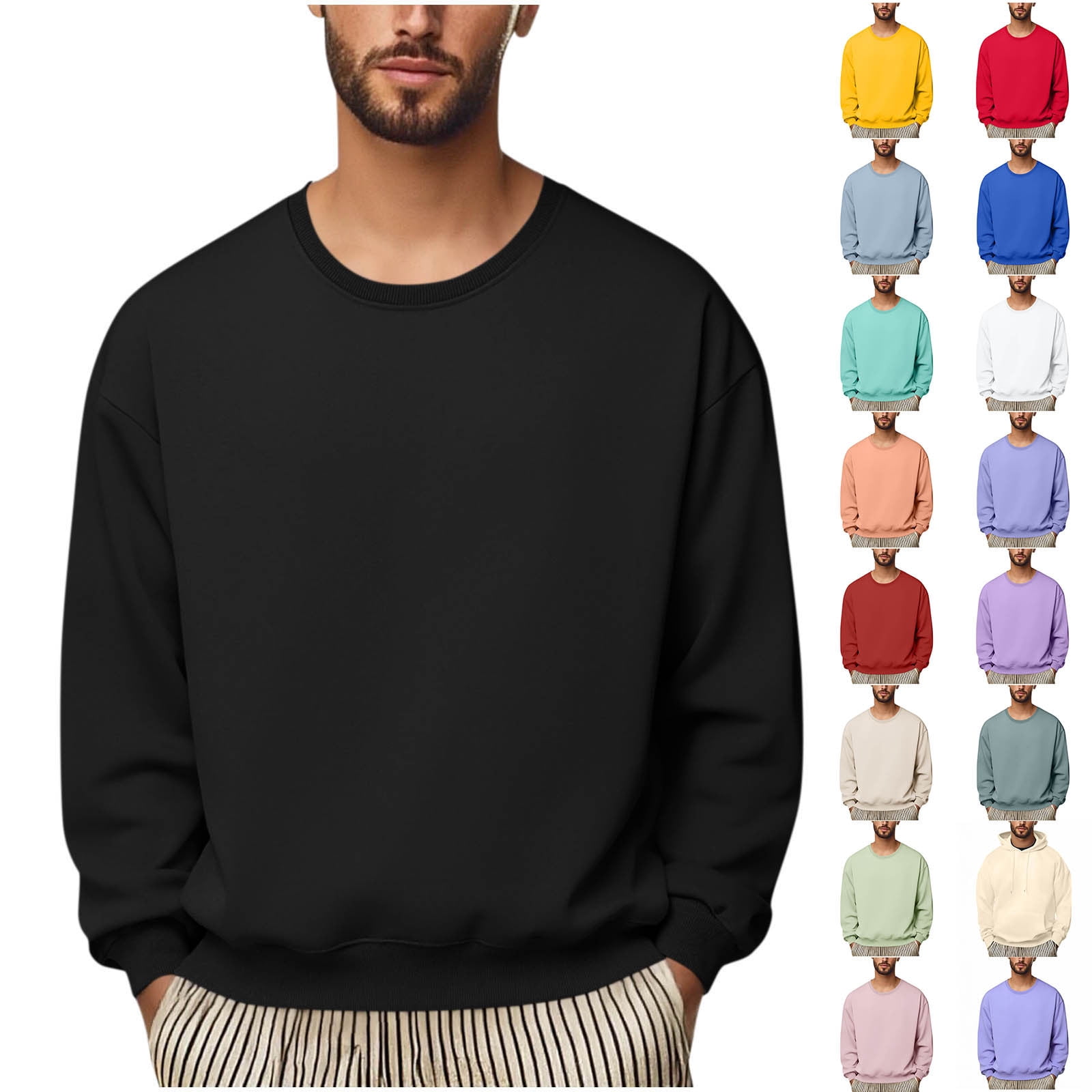 Xcmzpl Men's Sweatshirts Big and Tall Basic Pullover Crewneck Long ...