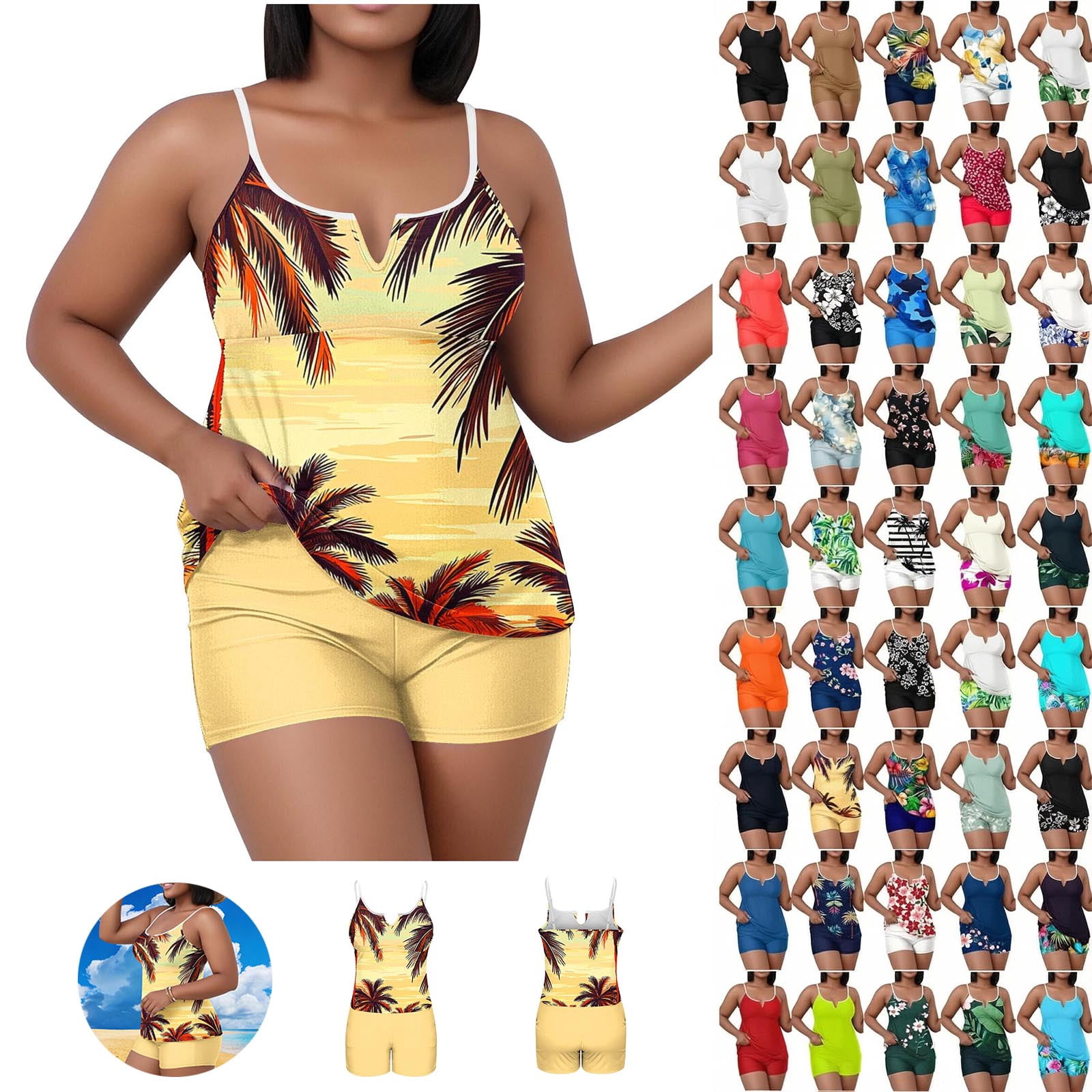Xcmzpl Plus Size Tankini Swimsuits for Women Bathing Suits Top Ruched ...