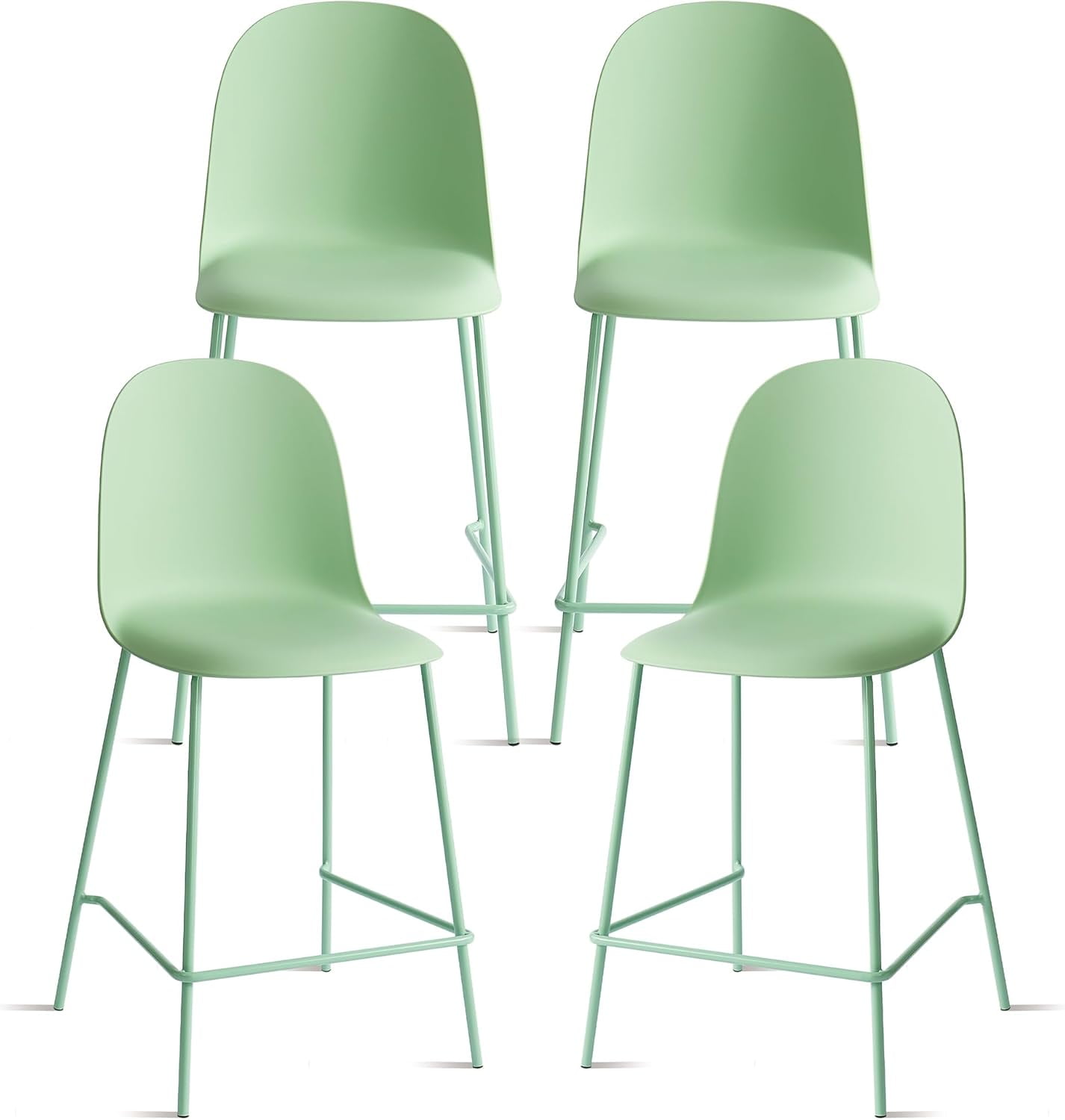Xdeco 26'' Minimalist Industrial Plastic Counter Stools with Metal Legs ...