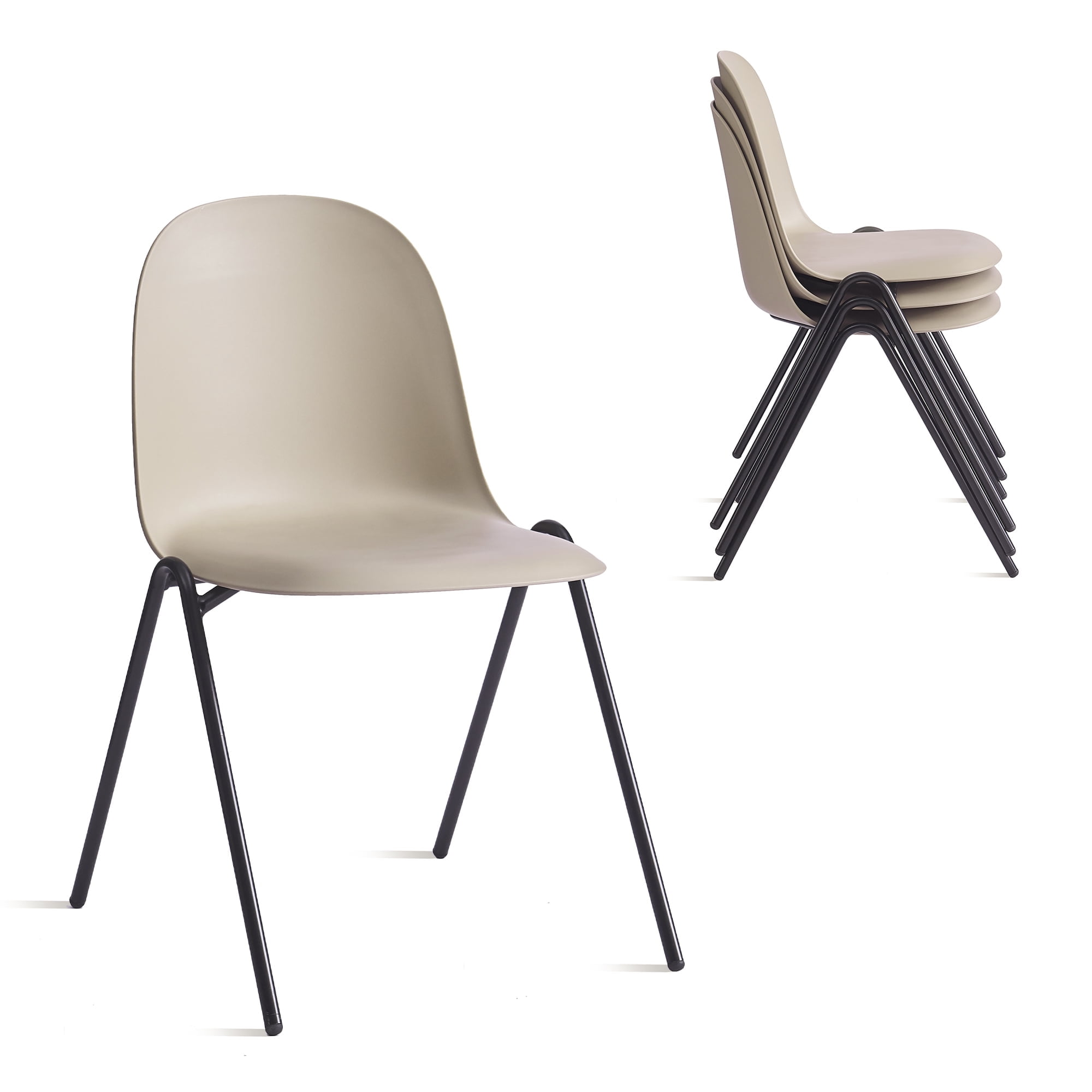 Xdeco, Stackable Dining Chairs 4-Pack, Beige, Indoor Outdoor - Walmart.com