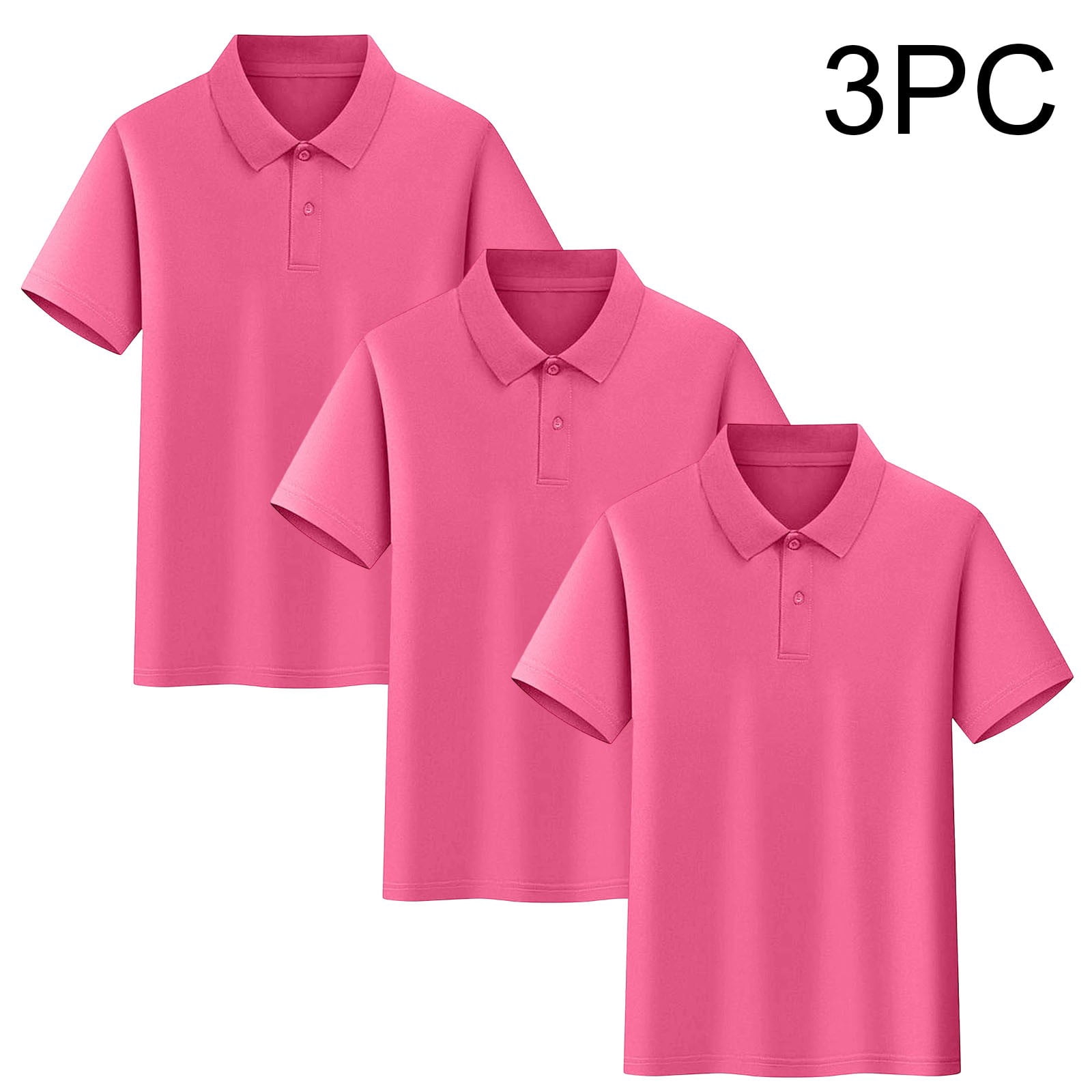 Xdegoge 3-Pack Boys School Uniform Tops Short Sleeve Button Down Shirts ...