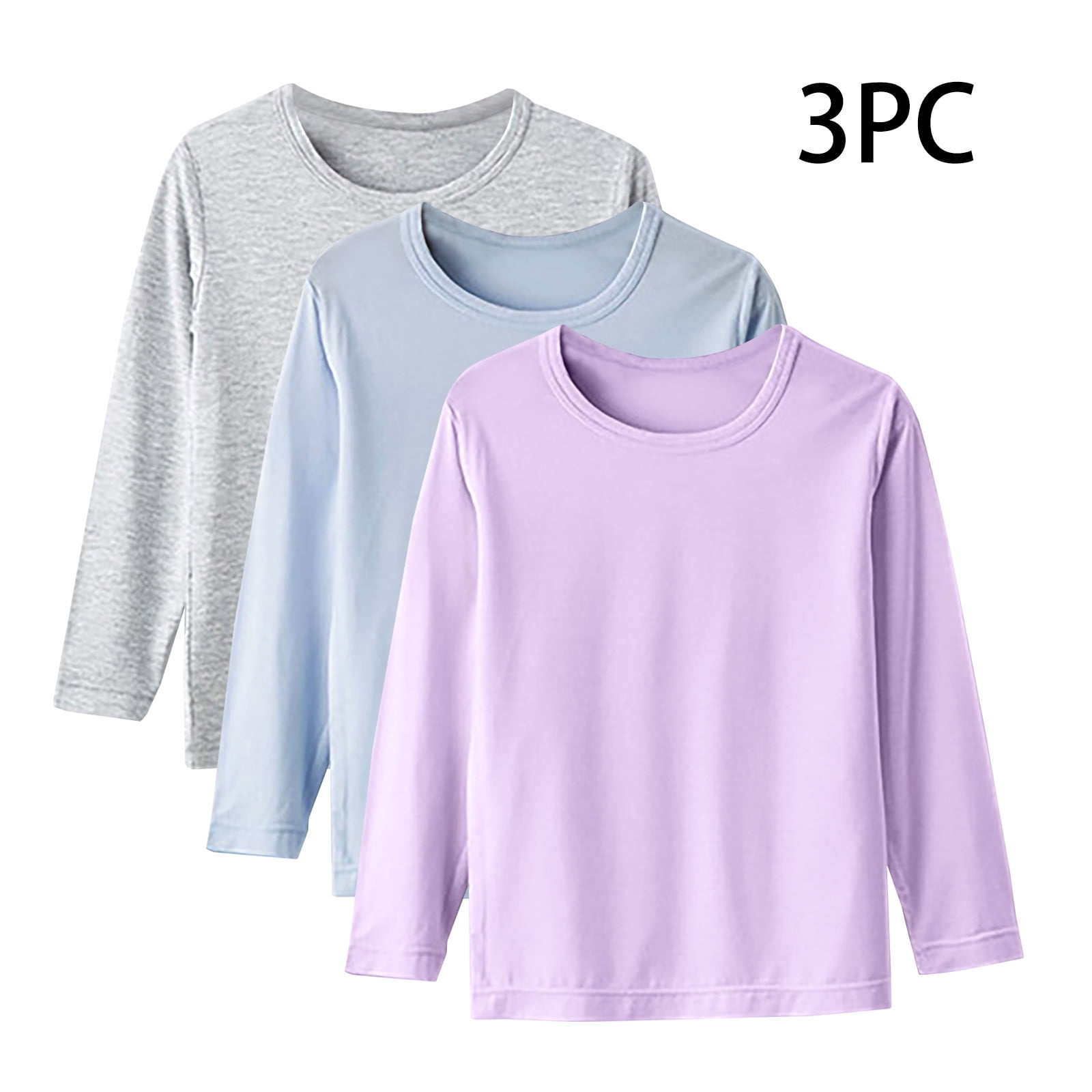 Xdegoge 3 Pack Toddler T-Shirts Long Sleeve Shirts Pullover Crewneck T ...