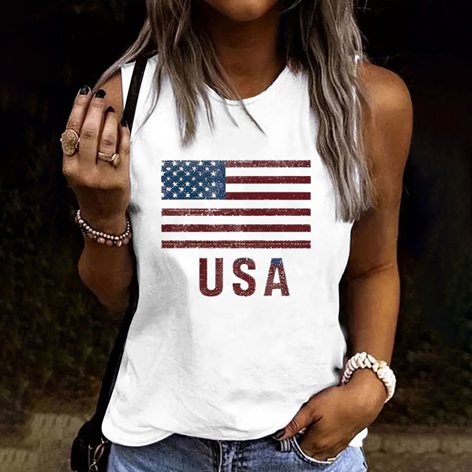 Xdegoge 4th of July USA Flag Tank Top for Women Retro Patriotic Graphic ...