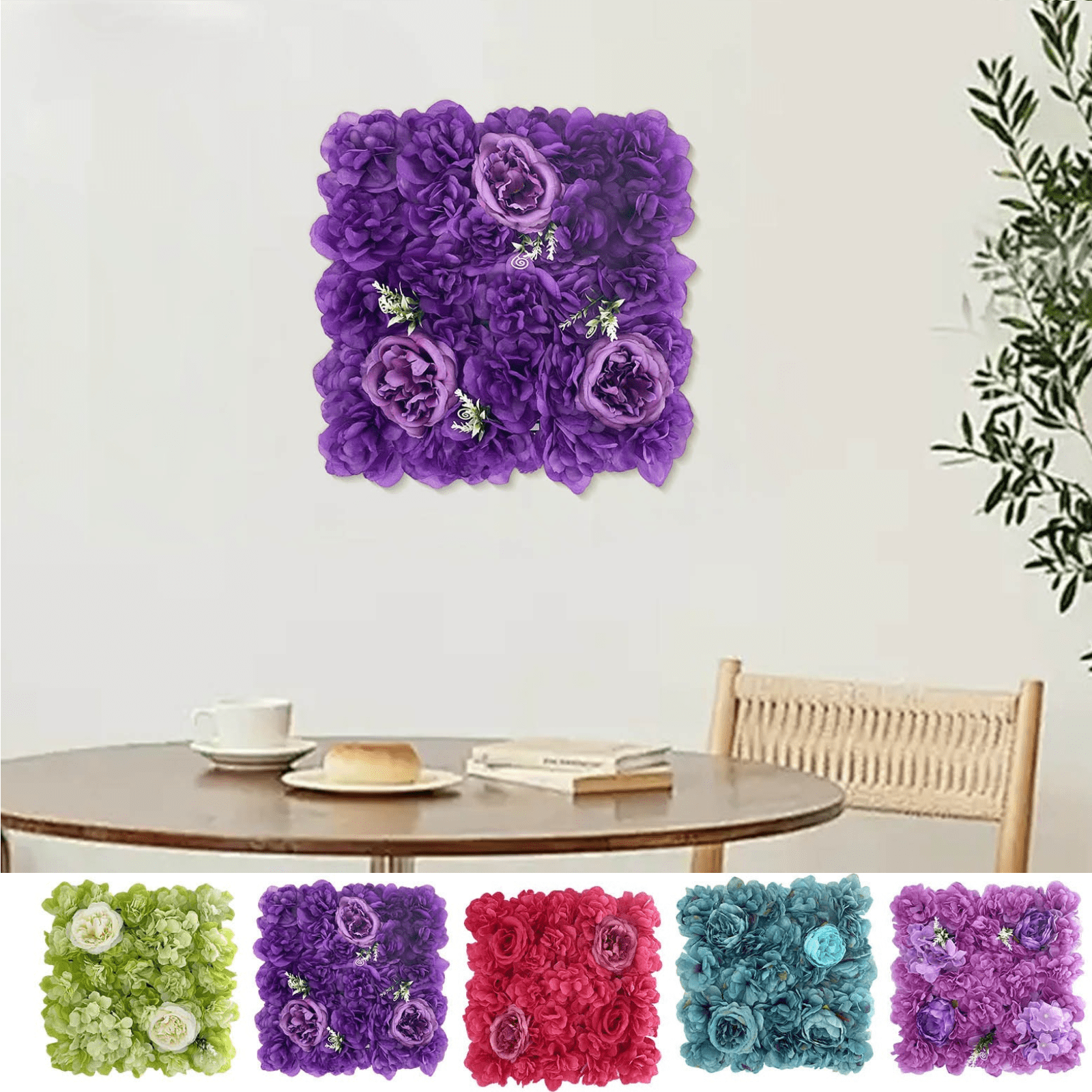 Xdegoge 6 Pcs Flower Wall Panels 3D Silk Rose Floral,Flower Wall Panel ...