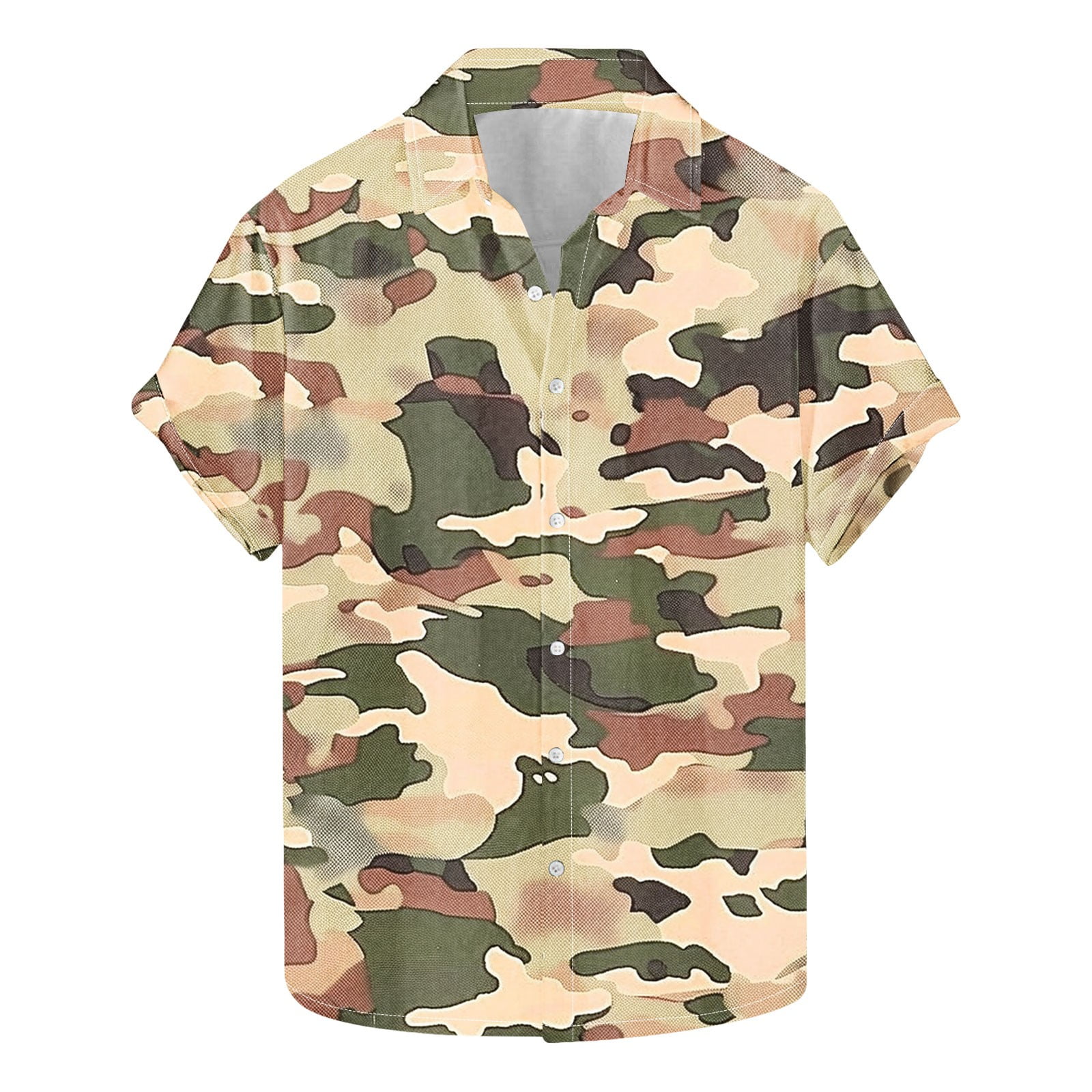Xdegoge Camo Shirts for Men Button Up Short Sleeve Summer Hawaiian ...
