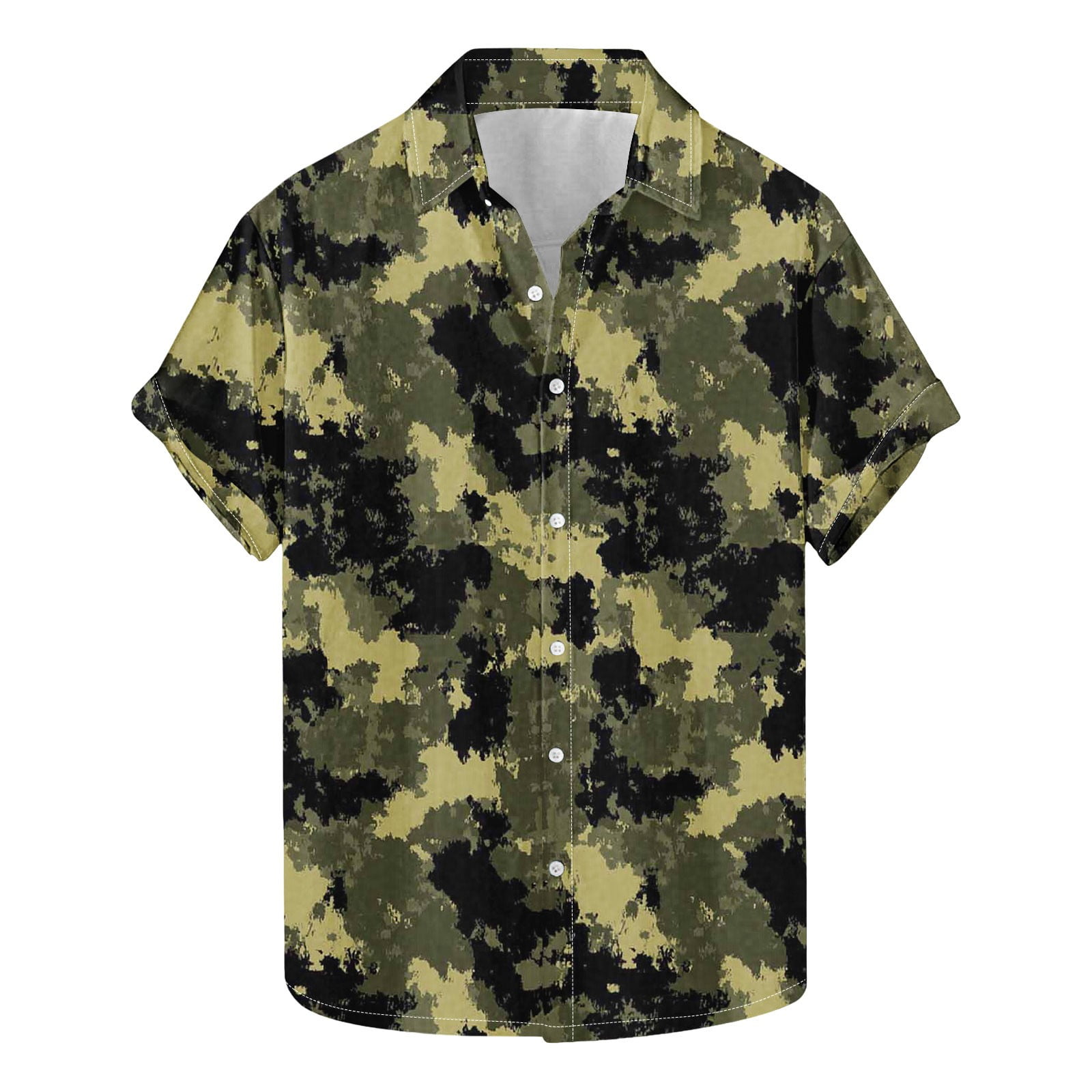 Xdegoge Camo Shirts for Men Button Up Short Sleeve Summer Hawaiian ...