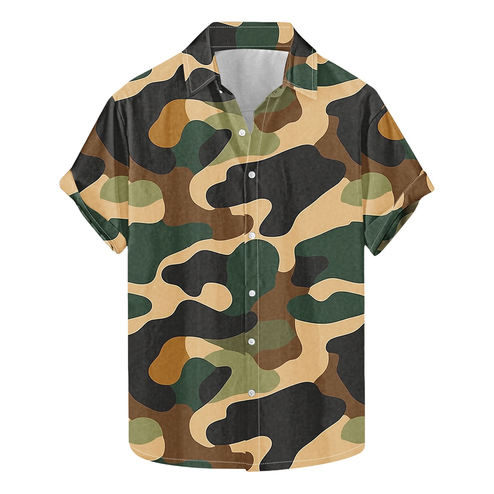Xdegoge Camo Shirts for Men Button Up Short Sleeve Summer Hawaiian ...