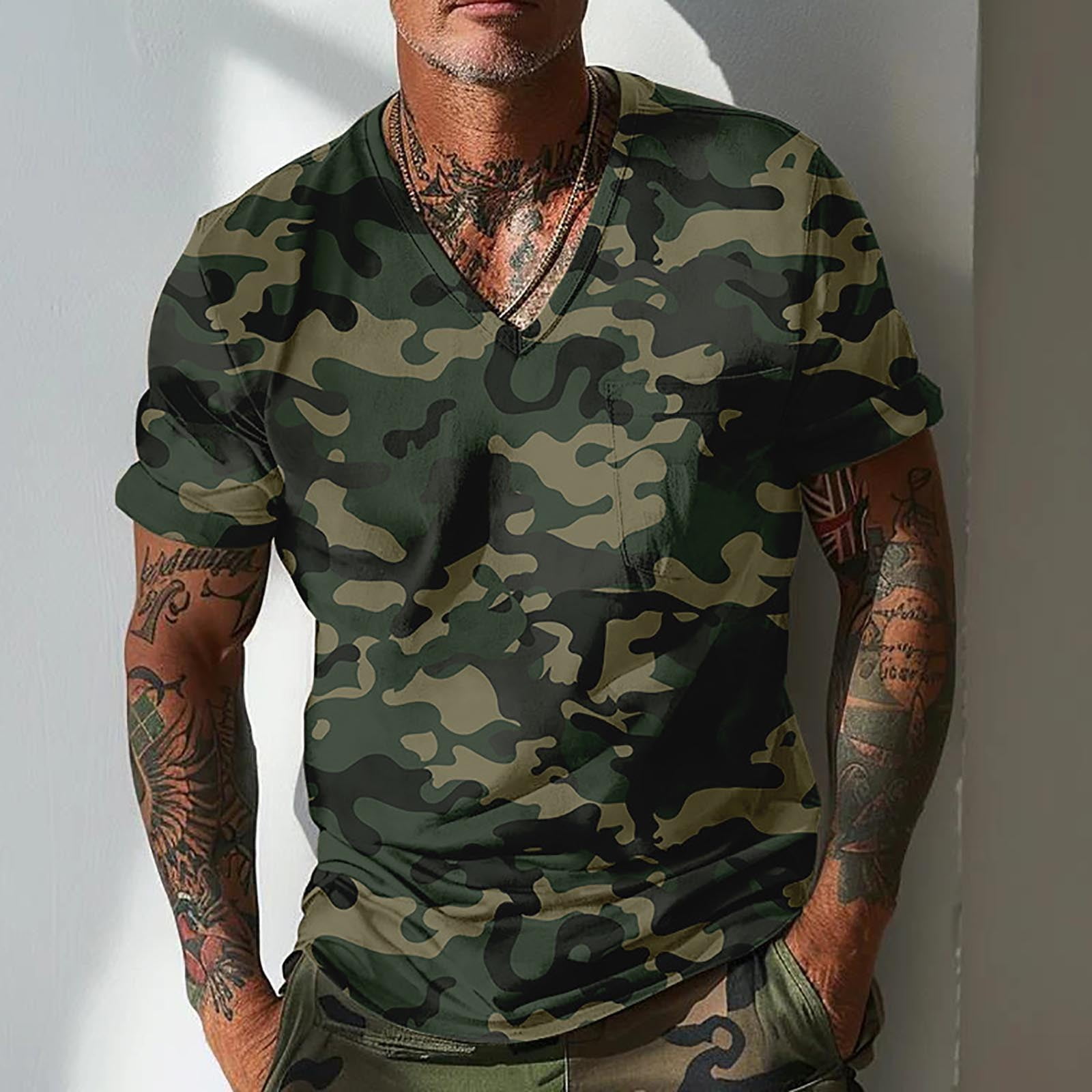 Xdegoge Camo Shirts for Men Button Up Short Sleeve Summer Hawaiian ...