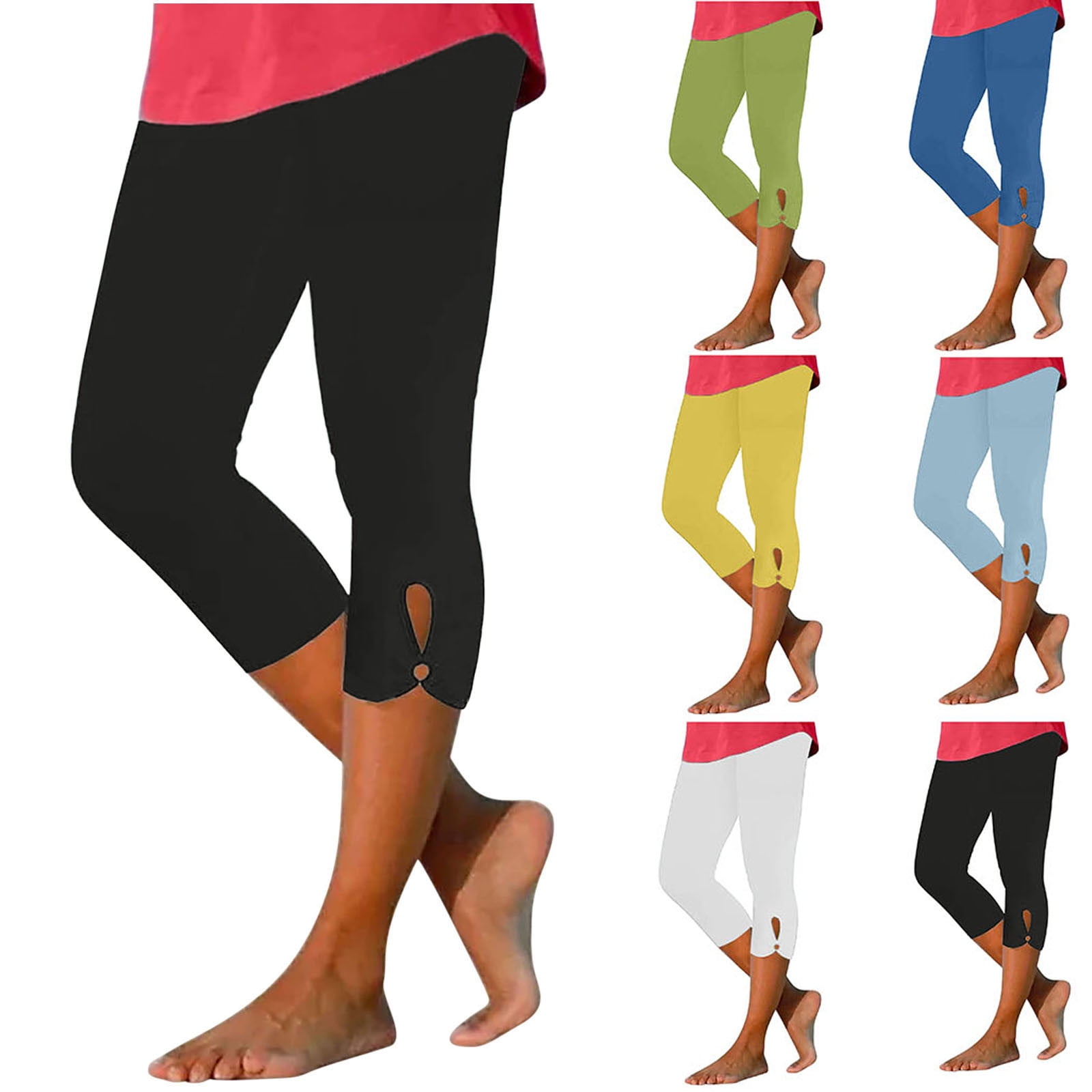 Xdegoge Capri Leggings for Women 2025 Summer Stretch High Waist Tummy ...