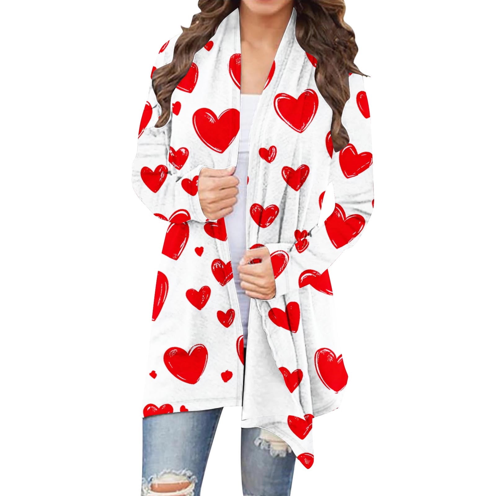 Xdegoge Cardigan for Women Heart Graphic Valentine Tops Lightweight ...