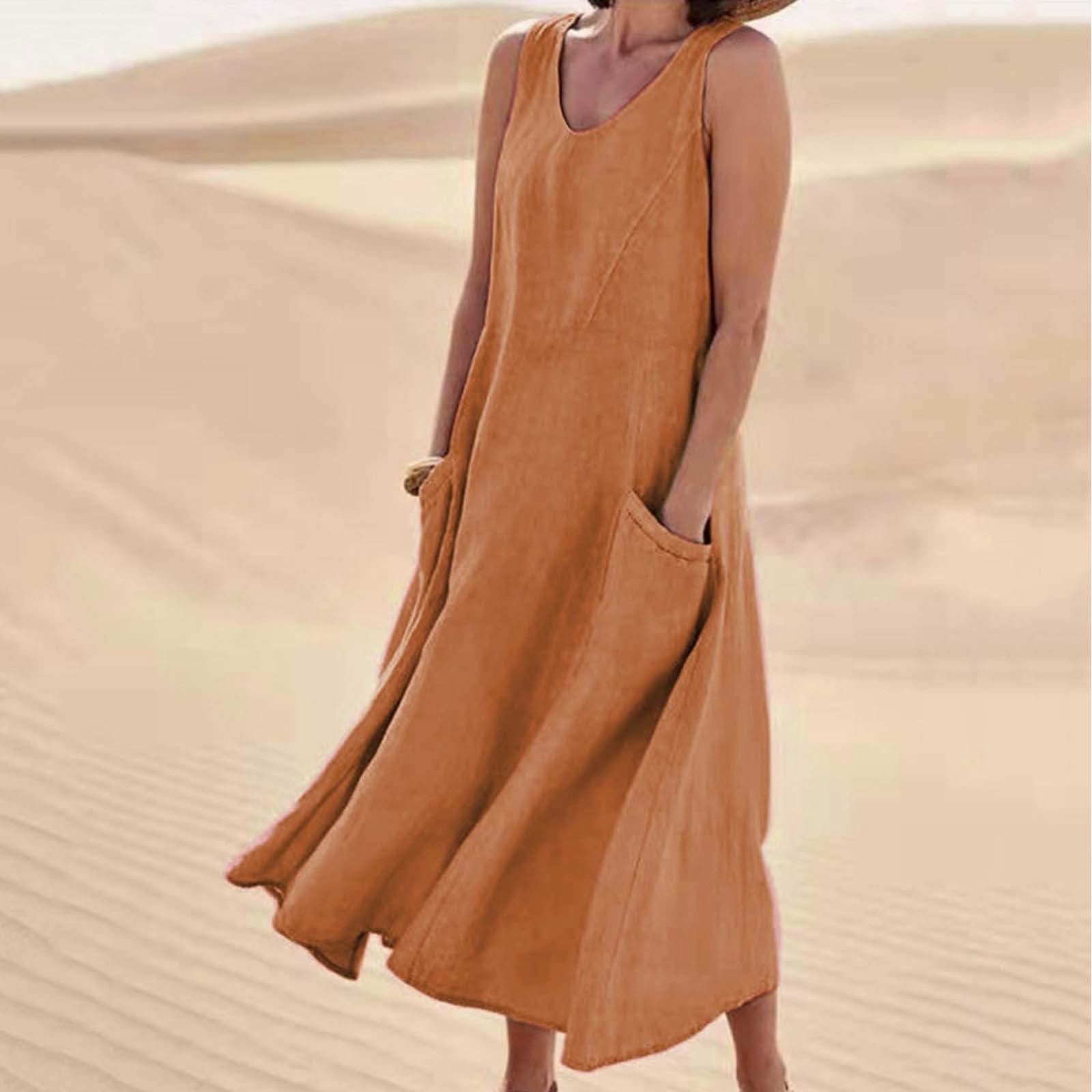 Xdegoge Casual Dress for Women Relaxed Fit Long Sleeve Deep V-Neck ...