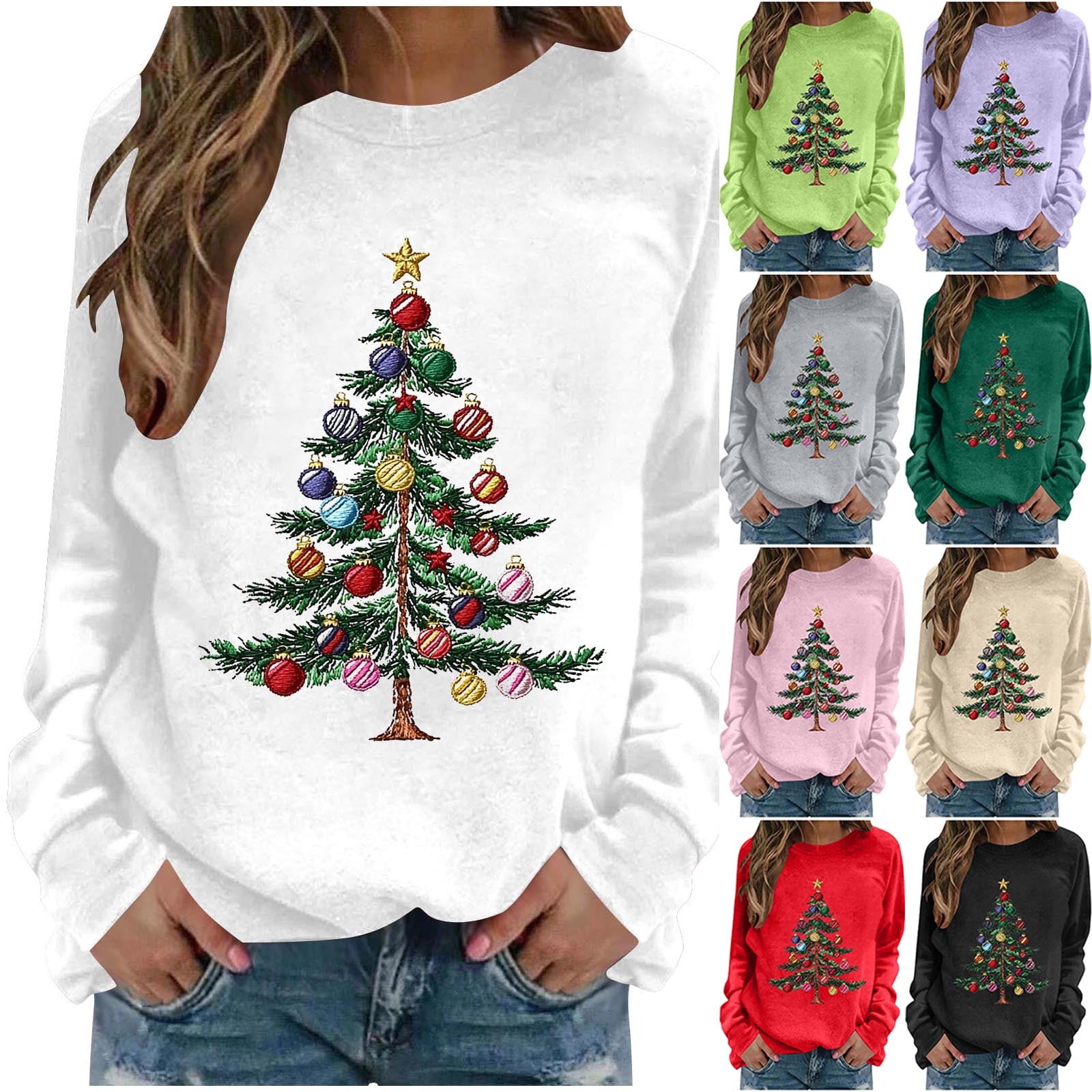 Xdegoge Christian Shirts for Women Cute Christmas Tree Graphic ...