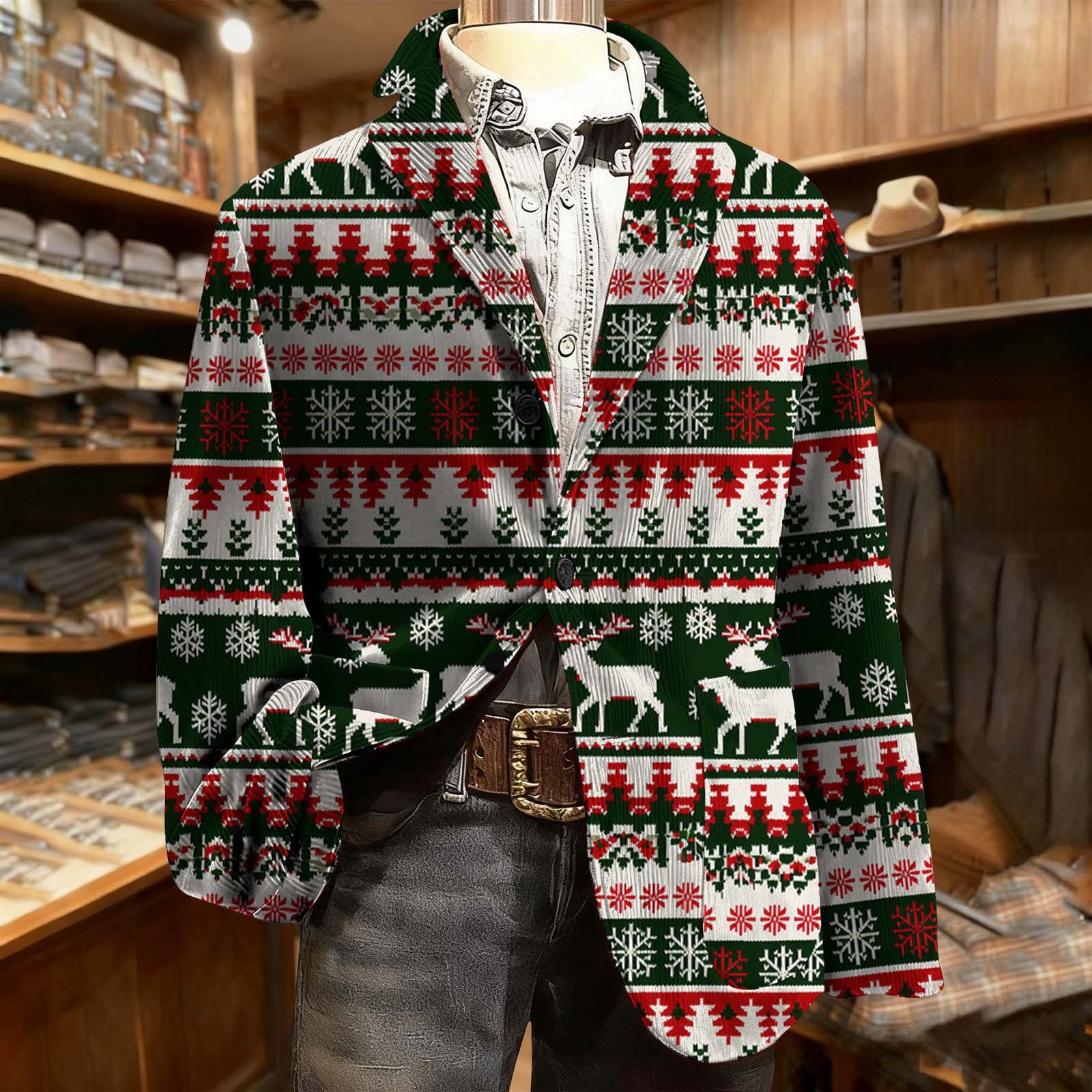 Xdegoge Christmas Blazer Men Sport Coat Plus Size Corduroy Blazers ...