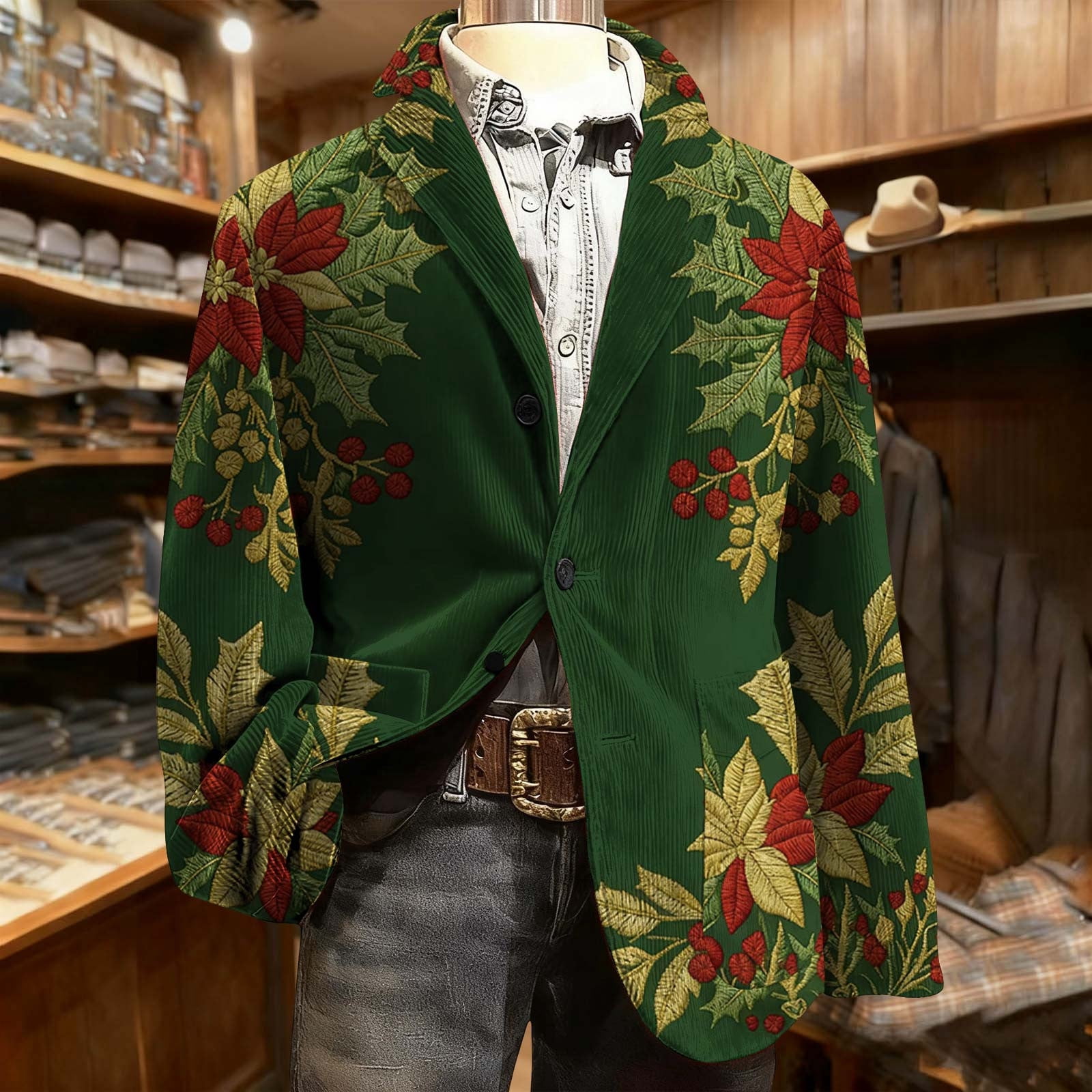 Xdegoge Christmas Blazer Men Sport Coat Plus Size Corduroy Blazers ...