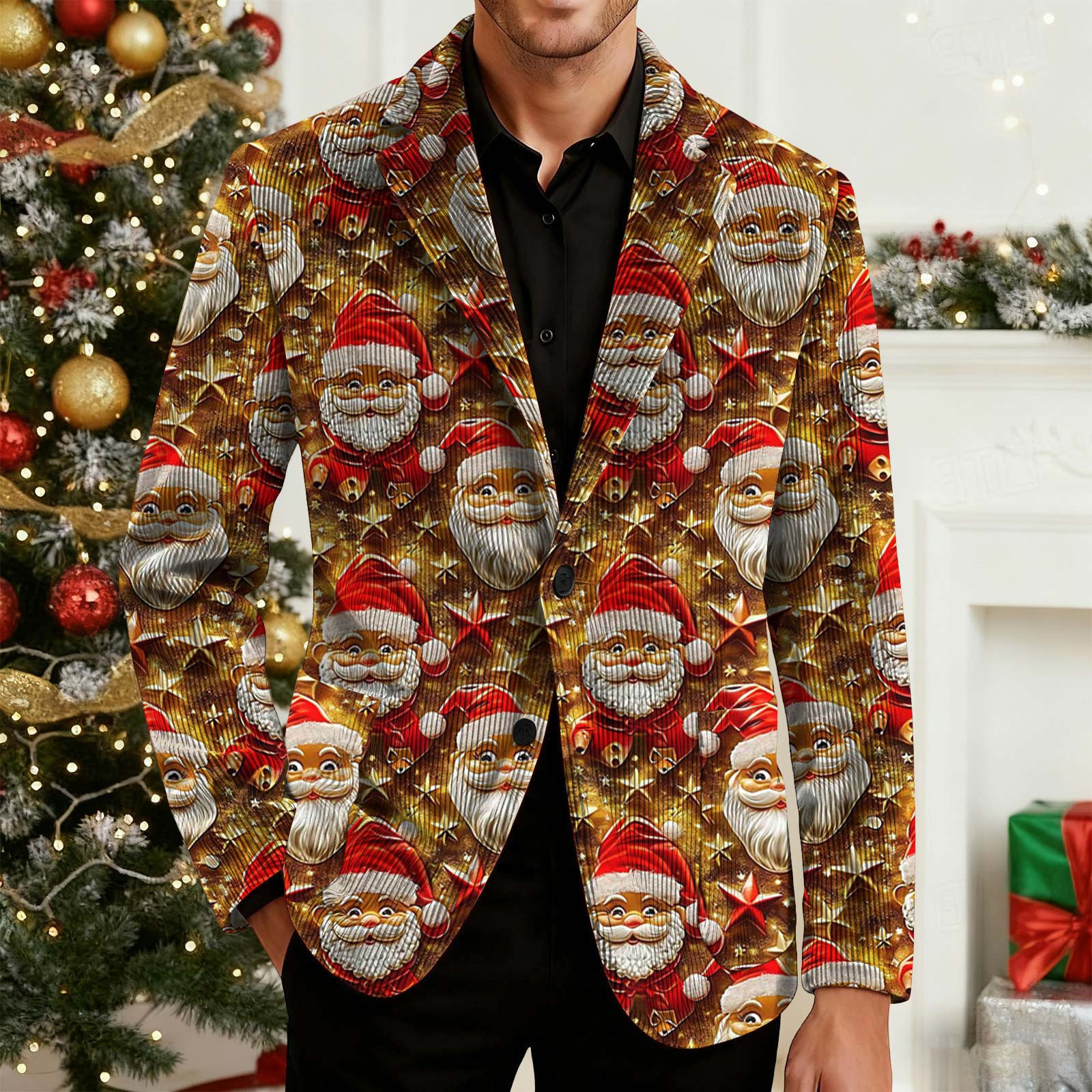 Xdegoge Christmas Blazer Men Sport Coat Plus Size Corduroy Blazers ...