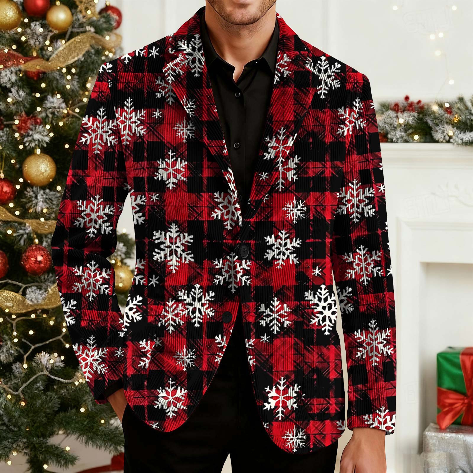 Xdegoge Christmas Blazer Men Sport Coat Plus Size Corduroy Blazers ...
