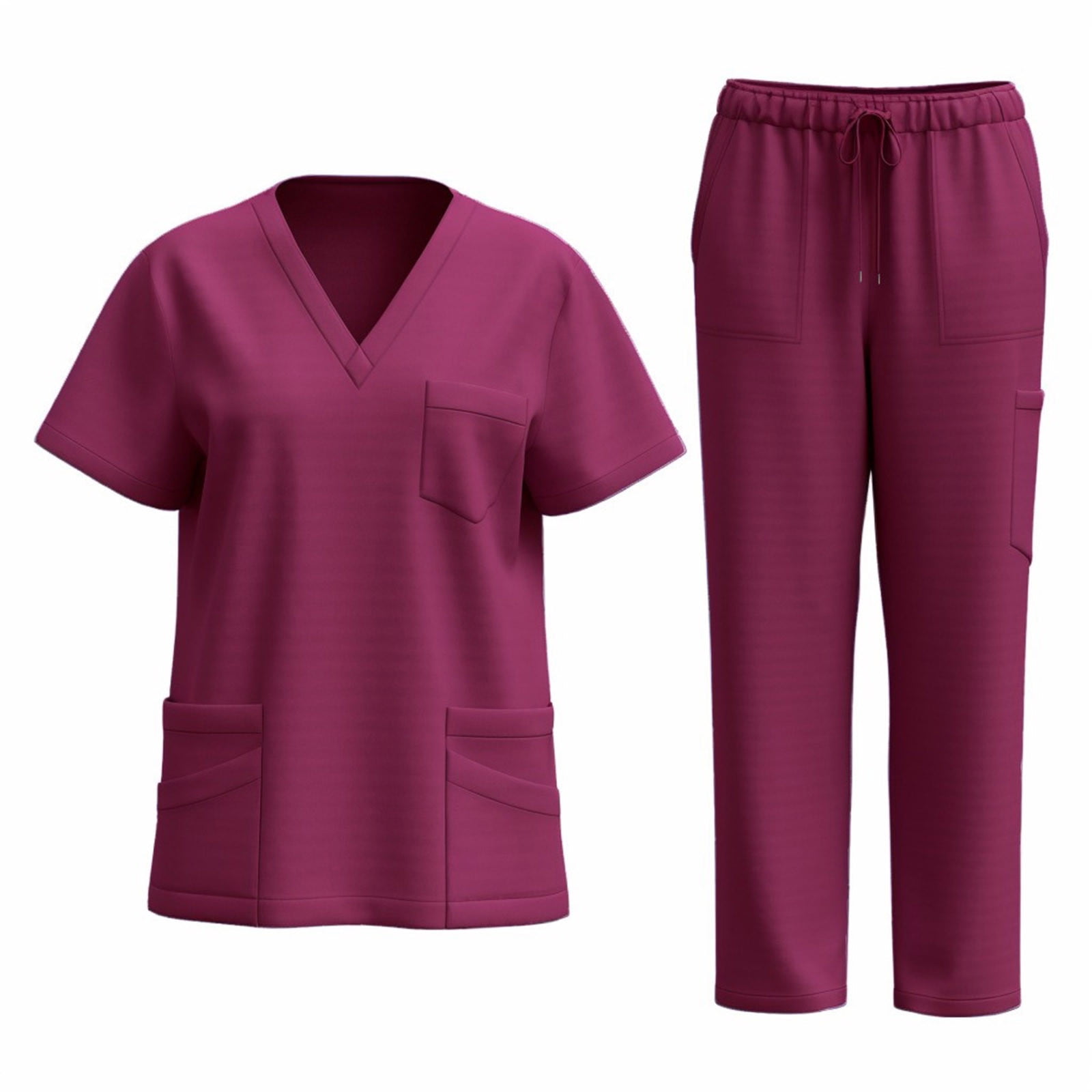 Xdegoge Clearance Scrubs Women Scrubs Sets Brown Stretch V Neck Scrub ...