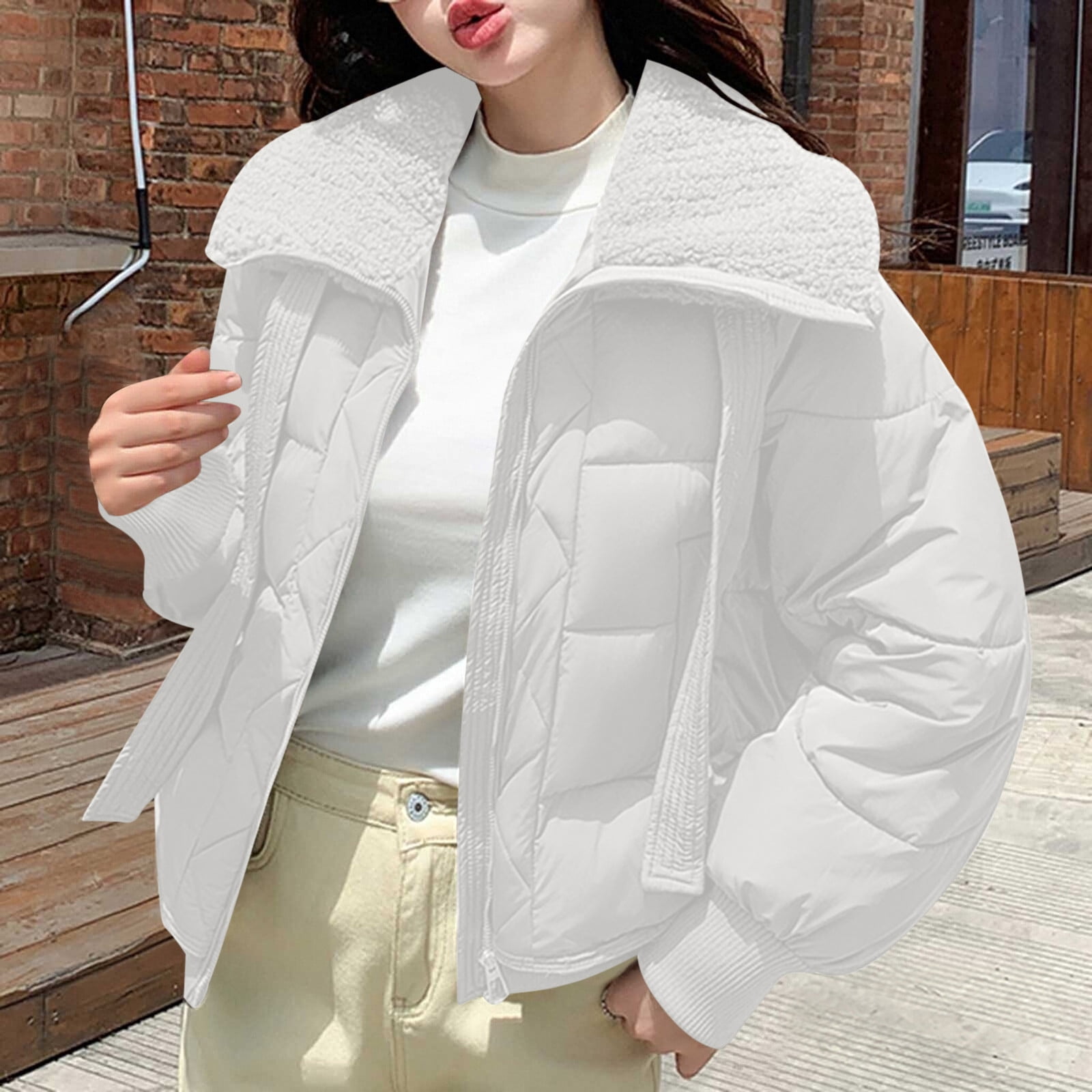 Xdegoge Cute Puffer Jacket Womens Quilted Padded Down Winter Coats ...