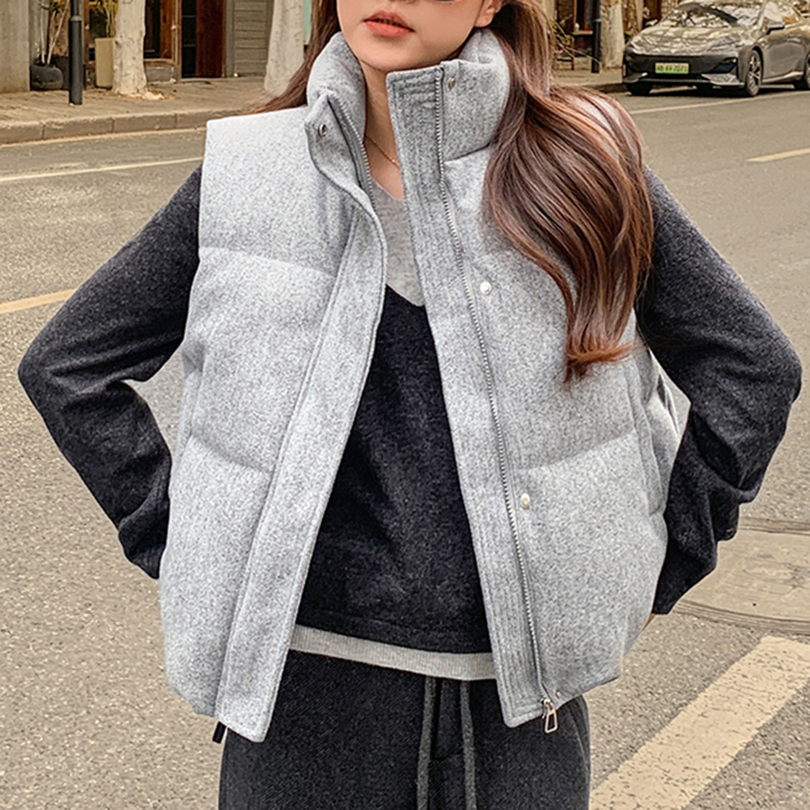Xdegoge Cute Winter Vest for Women Sleeveless Puffer Jackets Zip up ...