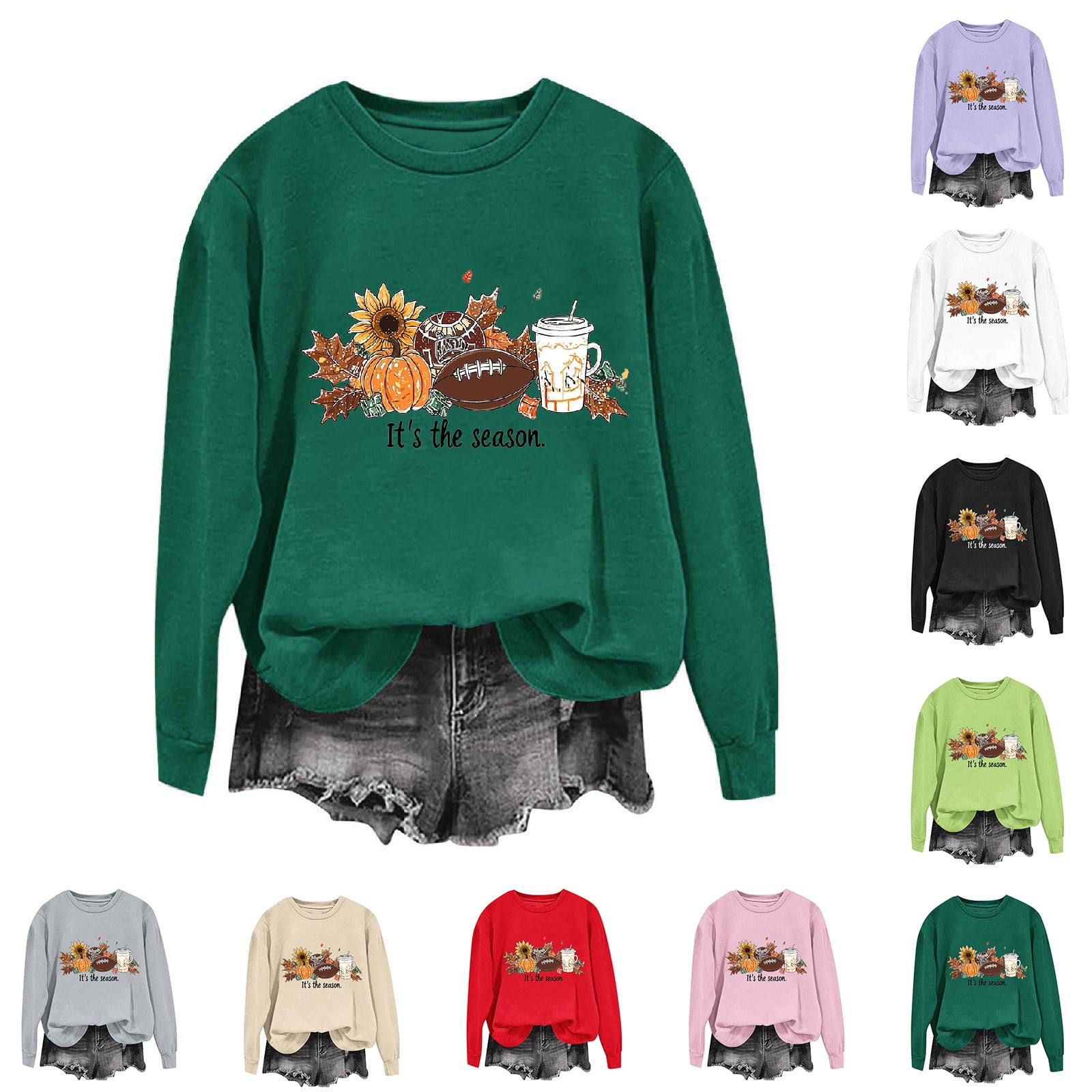 Xdegoge Fall Sweatshirts Women It's The Season Shirt Pumpkin Football ...