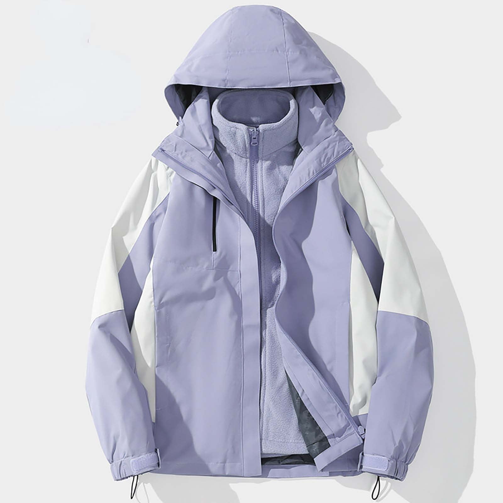 Xdegoge Fleece Raincoat for Women Waterproof with Hood Lightweight Rain ...