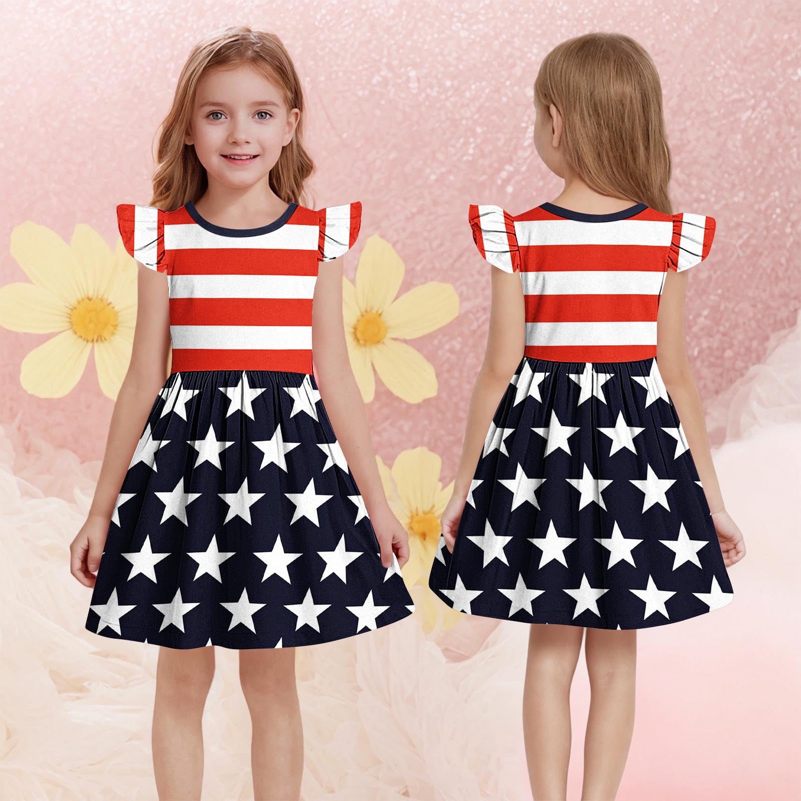 Xdegoge Girl Summer Dress 5T,Girls Sundress for Beach Vacation,4Th of ...