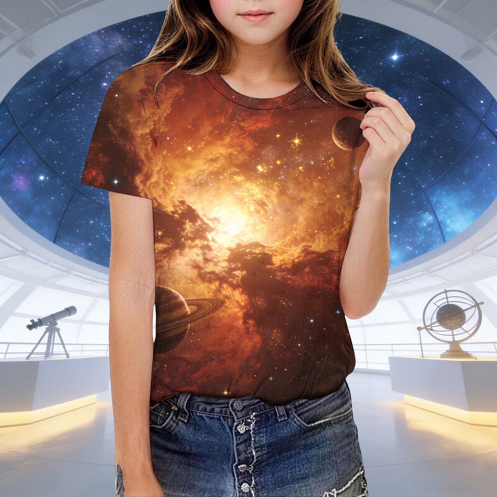 Xdegoge Girls Kids Spiral Galaxy T-Shirt Short Sleeve Astronomical ...