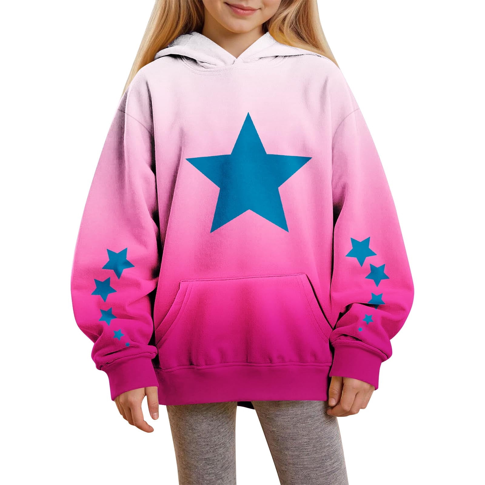 Xdegoge Girls Preppy Oversized Hoodies Gradient Pullover Sweatshirts ...