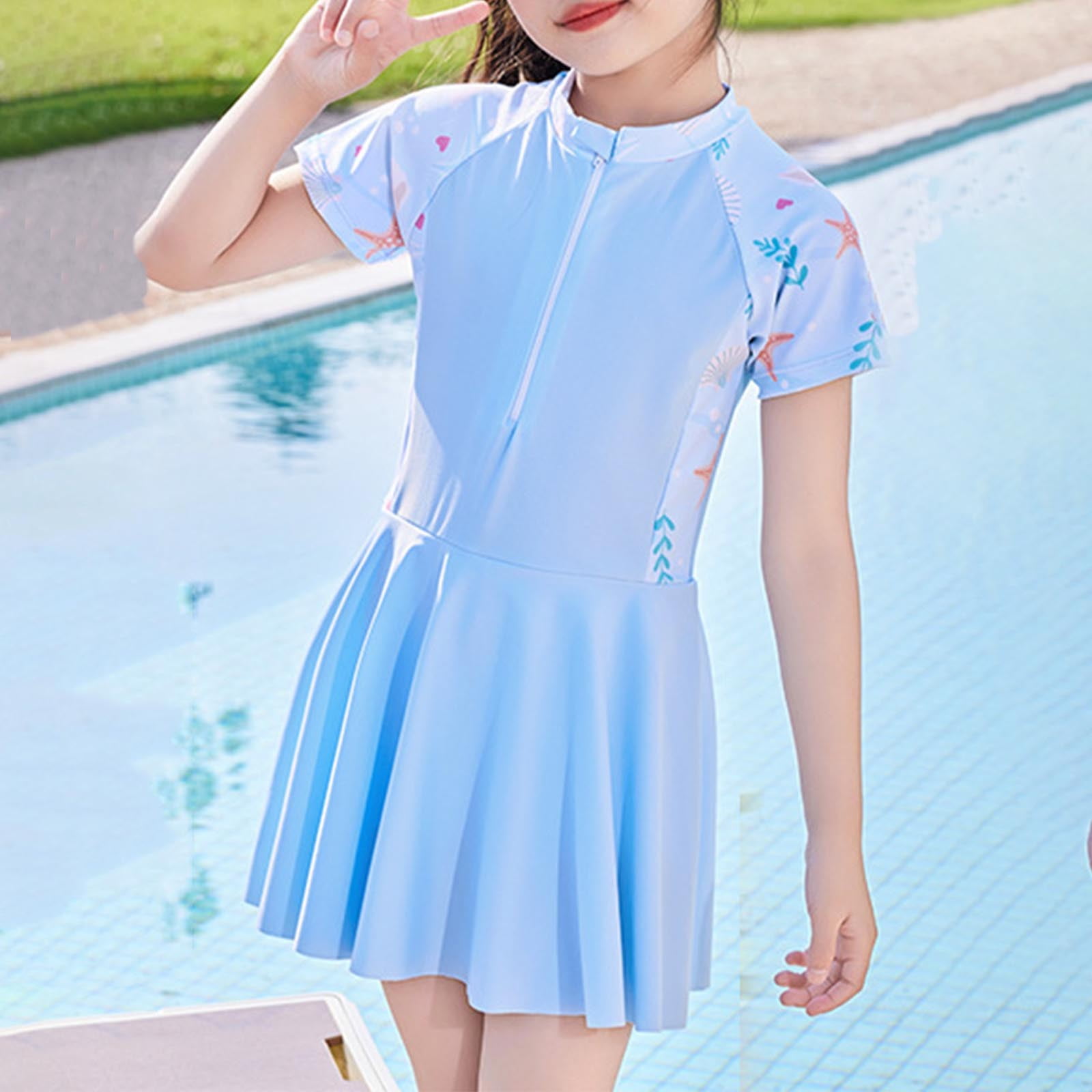 Xdegoge Girls Swimsuit Size 7 Girls Rash Guard Swimsuit One Piece Short ...