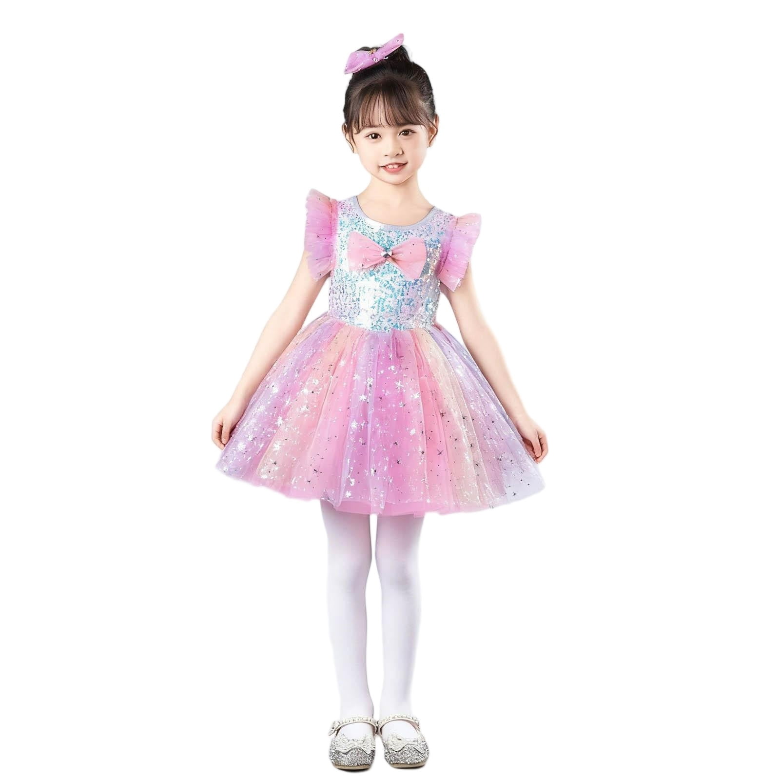 Xdegoge Glitter Princess Dress for Girls Star Print Tulle Skirt ...
