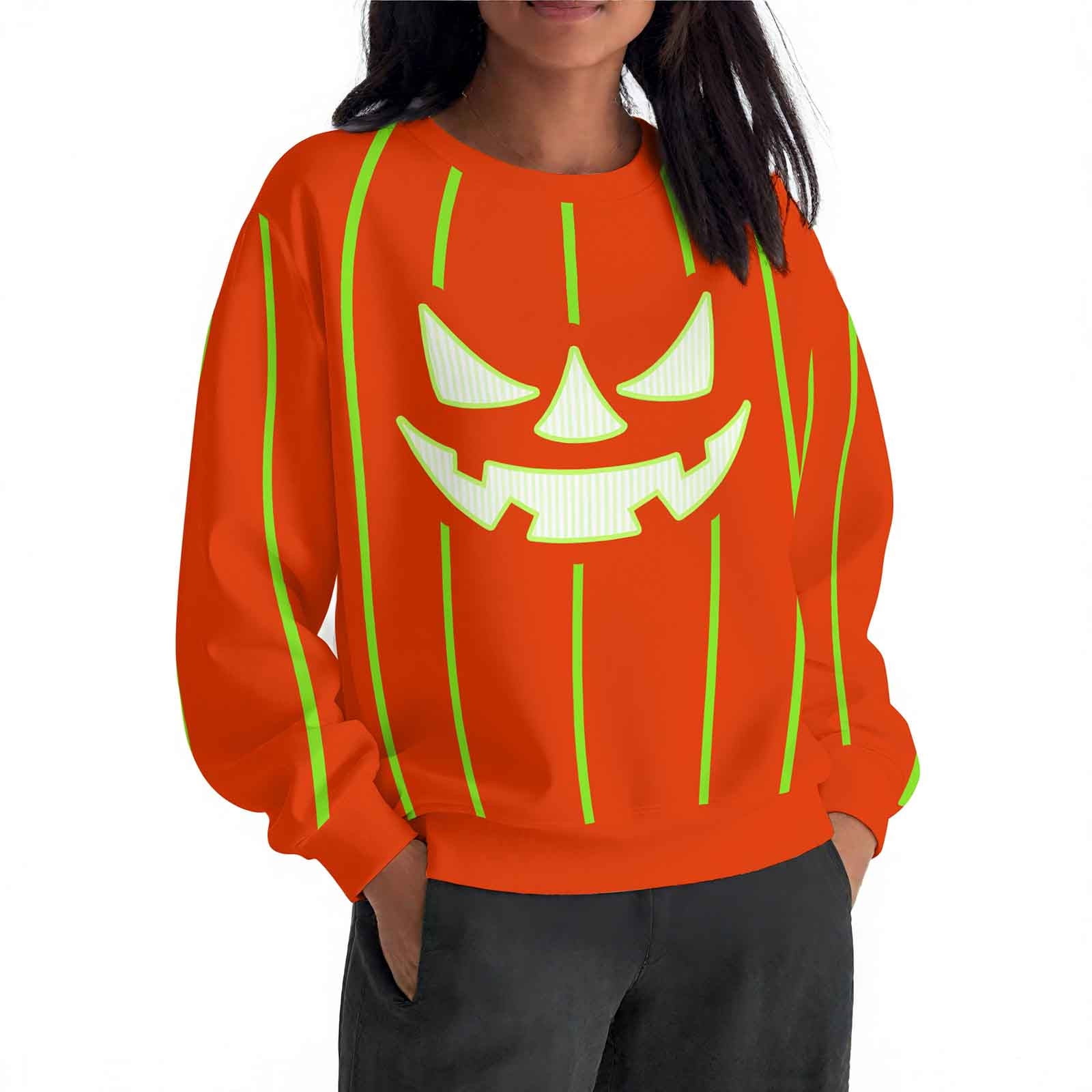 Xdegoge Halloween Sweatshirt for Women for Fall Crew Neck Pumpkin ...
