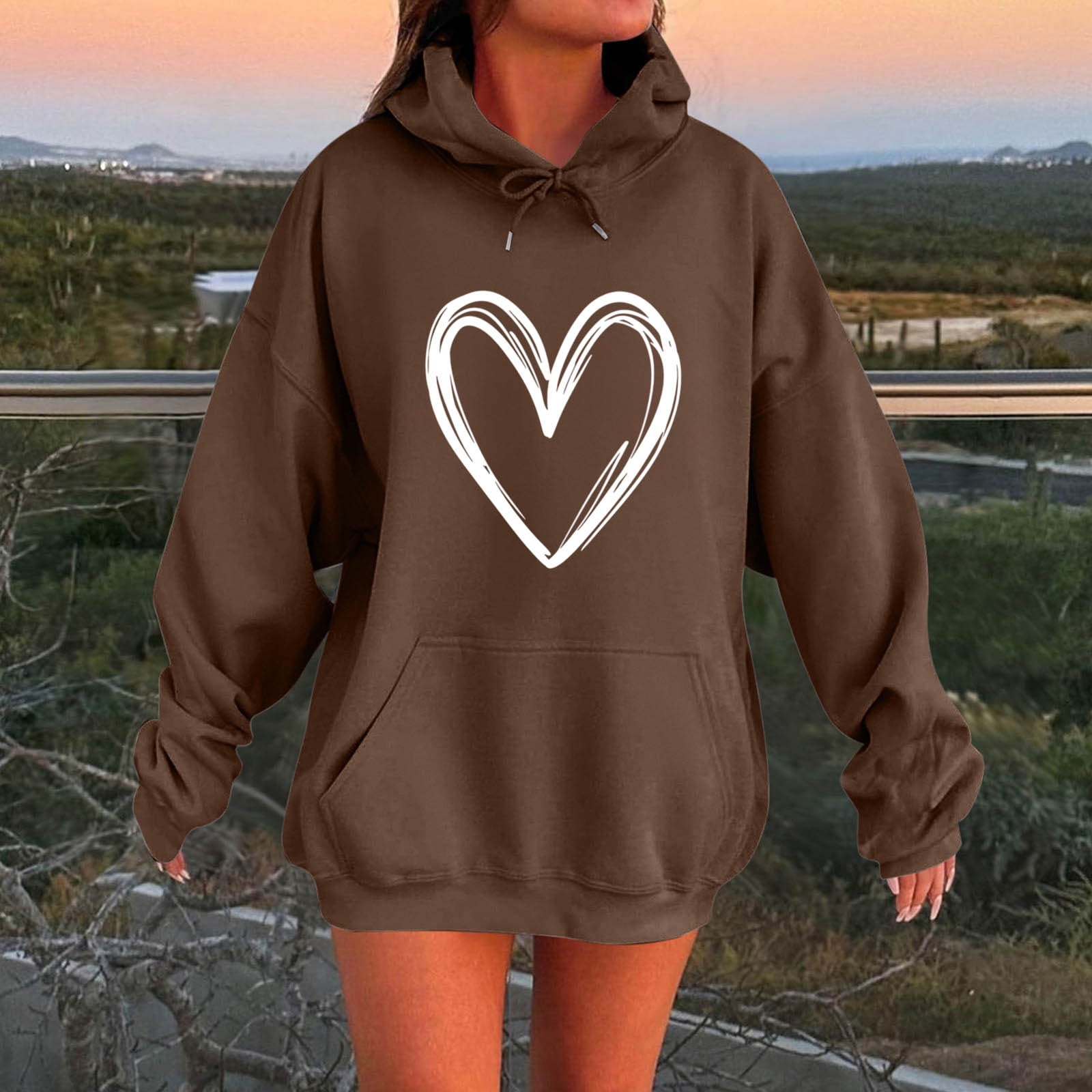 Xdegoge Hoodies for Women Y2K Graphic Oversized Long Sleeve Drawstring ...