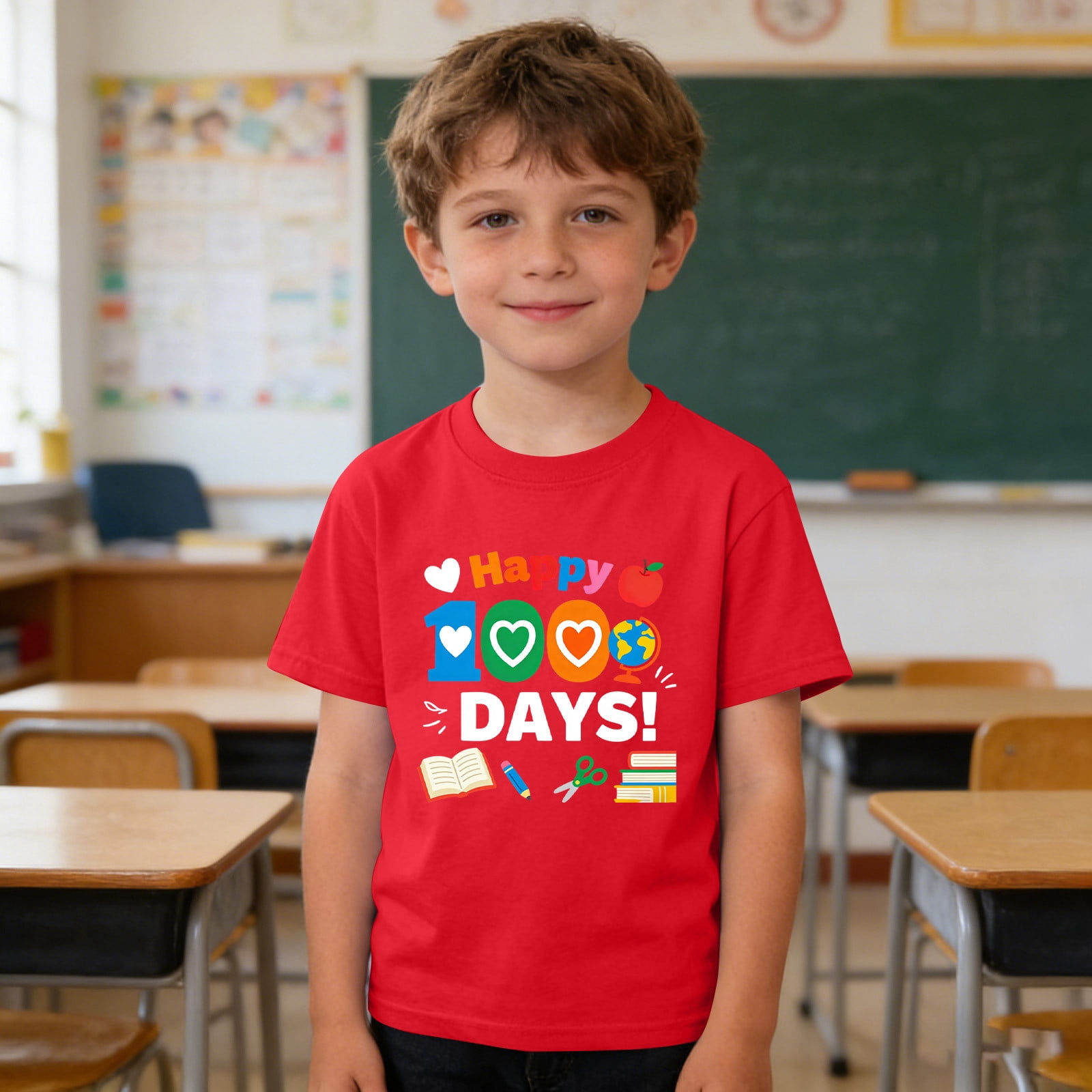 Xdegoge Kids Happy 100 Days T-Shirt for Toddler, Kids, Tween – Colorful ...