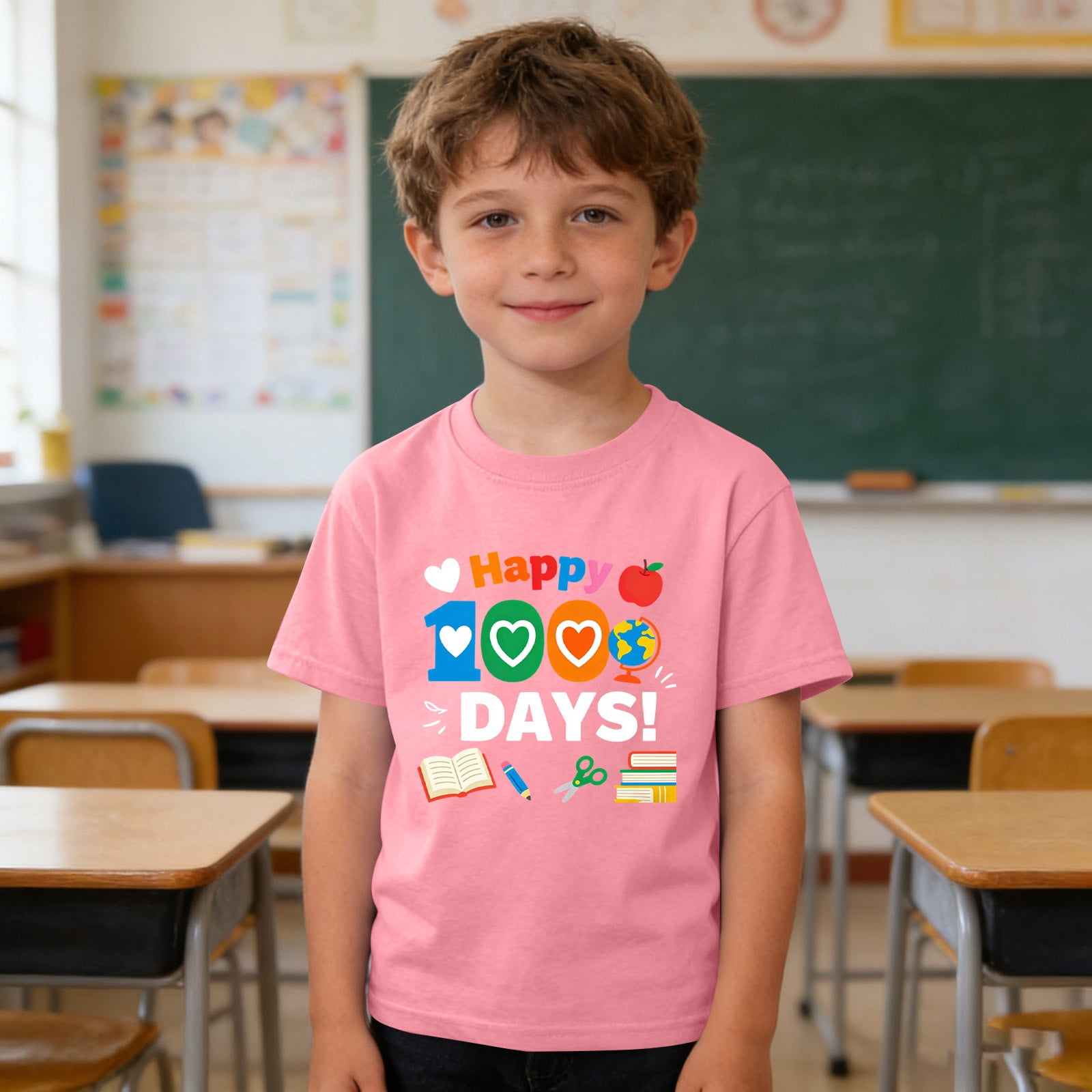 Xdegoge Kids Happy 100 Days T-Shirt for Toddler, Kids, Tween – Colorful ...