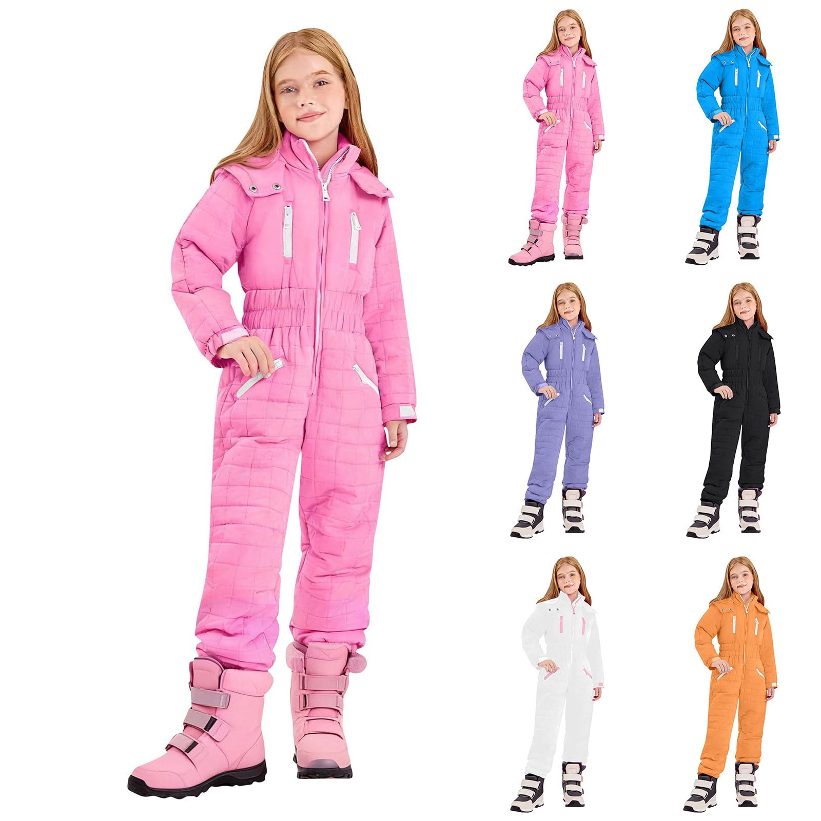 Xdegoge Kids Snow Suit Girls Waterproof One Piece Snowsuits Zip Up Warm ...
