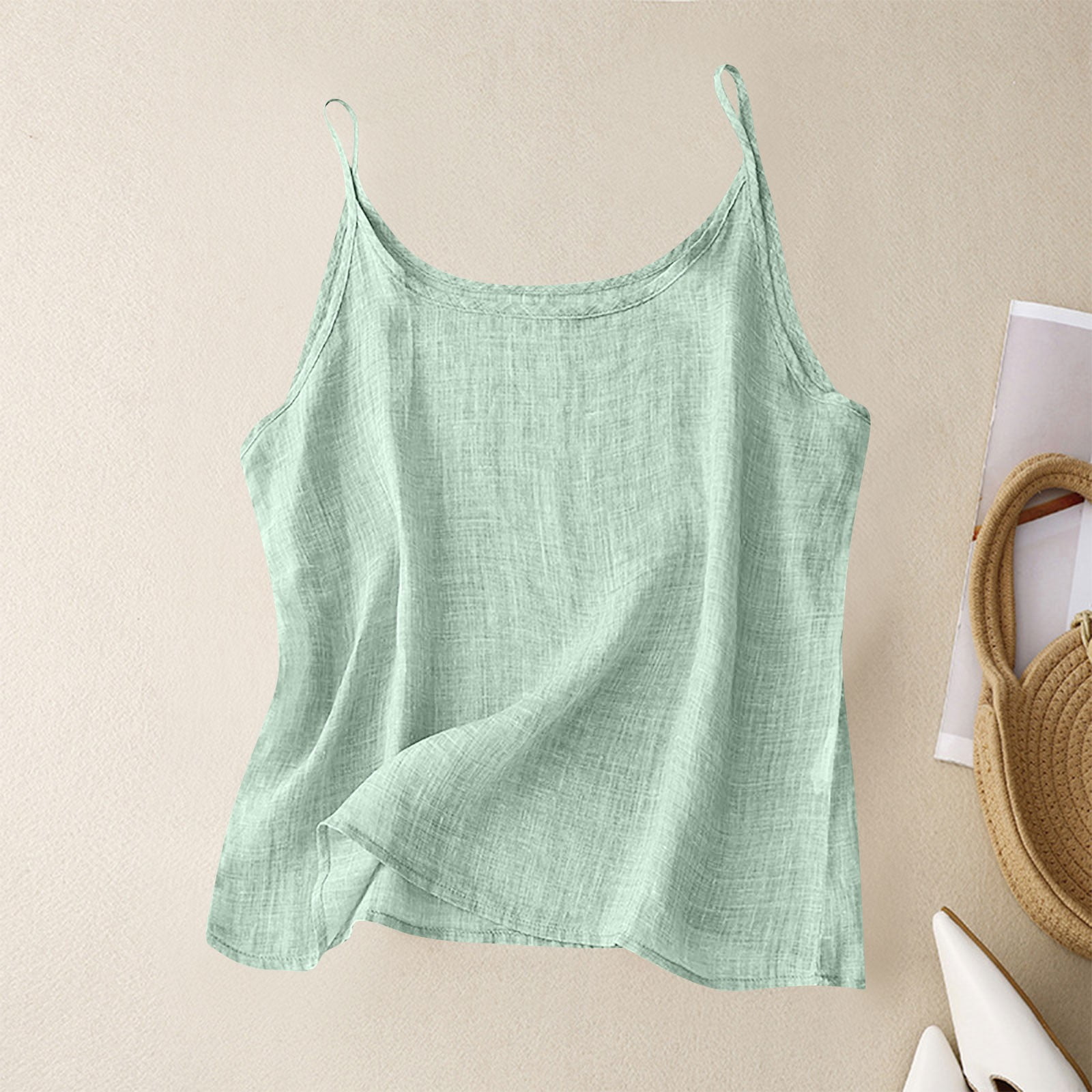 Xdegoge Linen Tank Tops for Women 2025 Loose Fit Summer Plus Size ...