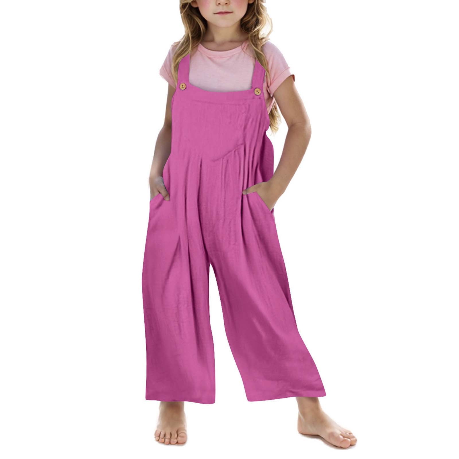 Xdegoge Little Girl Jumpsuit Wide Leg Cotton Linen Outfits Romper ...