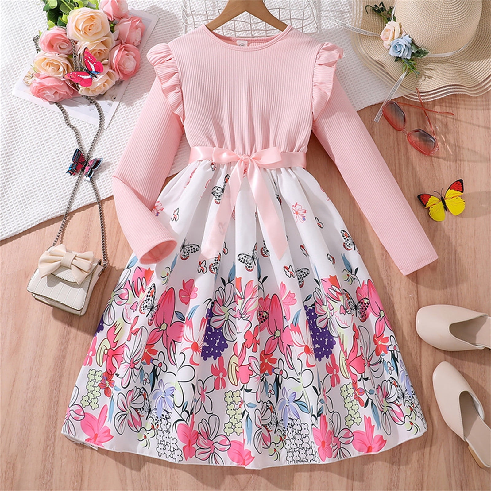 Xdegoge Long Flowy Skirts for Girls Casual V Neck Button Smocked Tiered ...