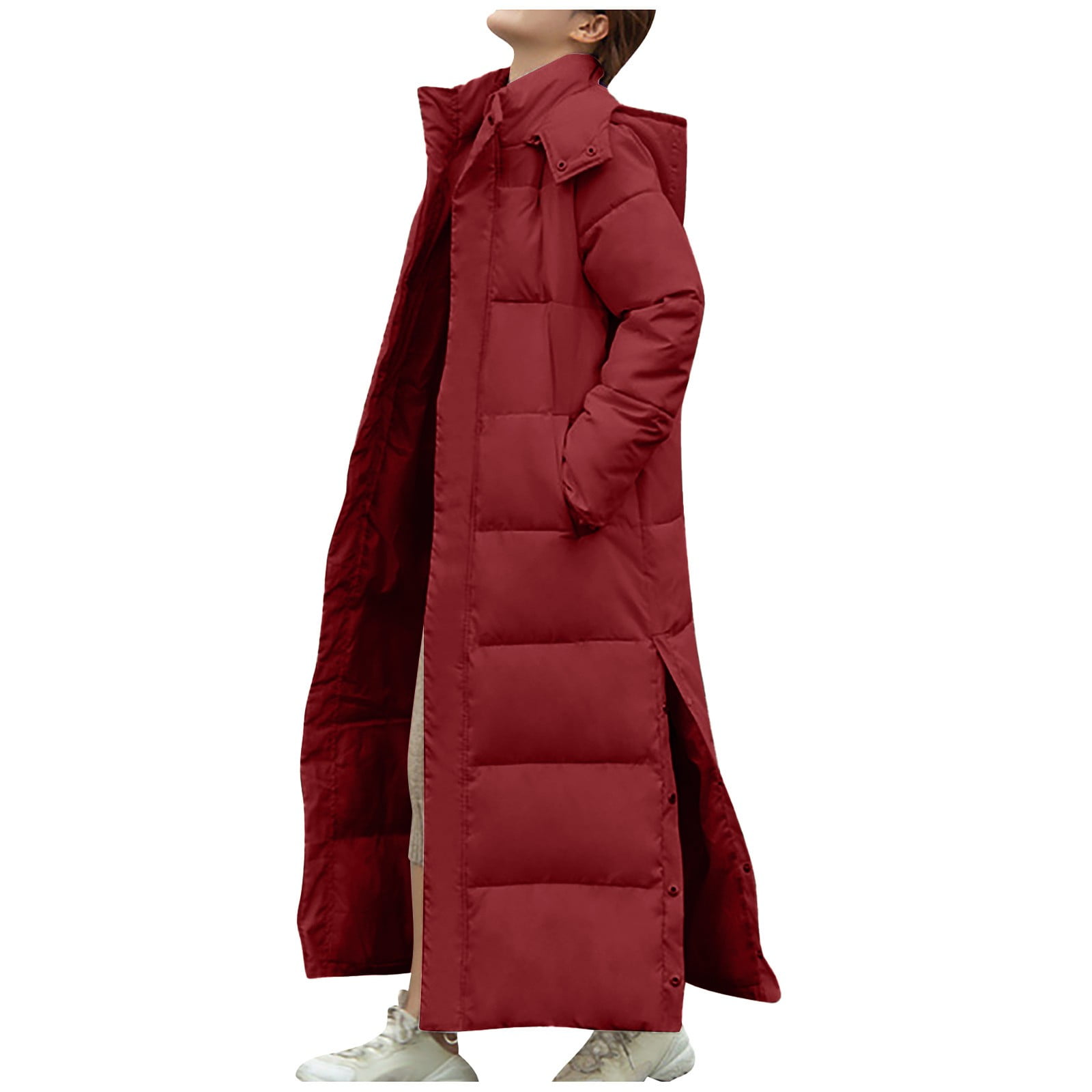Xdegoge Long Puffer Coat for Women Quilted Jackets Ankle Length Zip Up ...